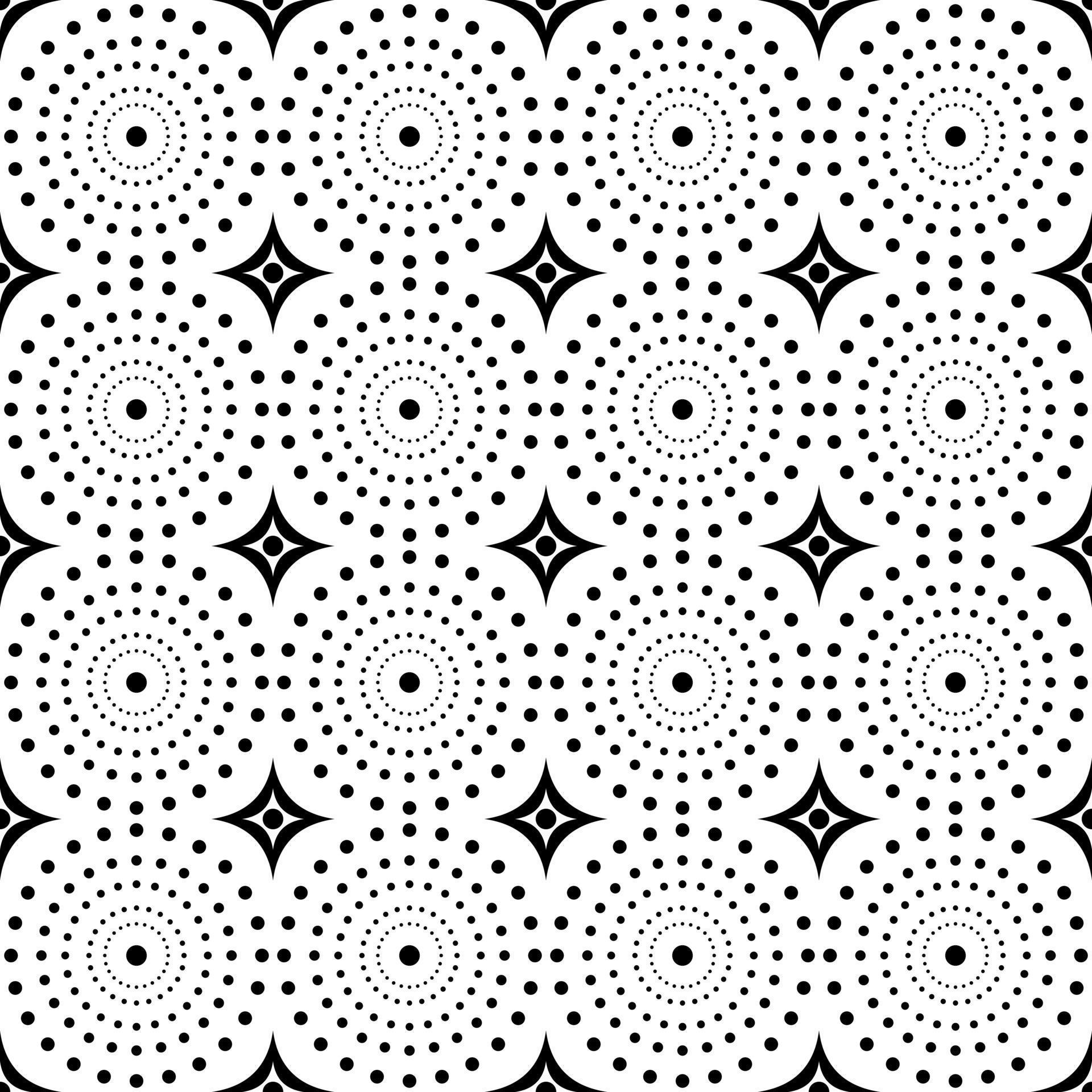 Seamless pattern monochrome, circular looped dots with four-pointed ...
