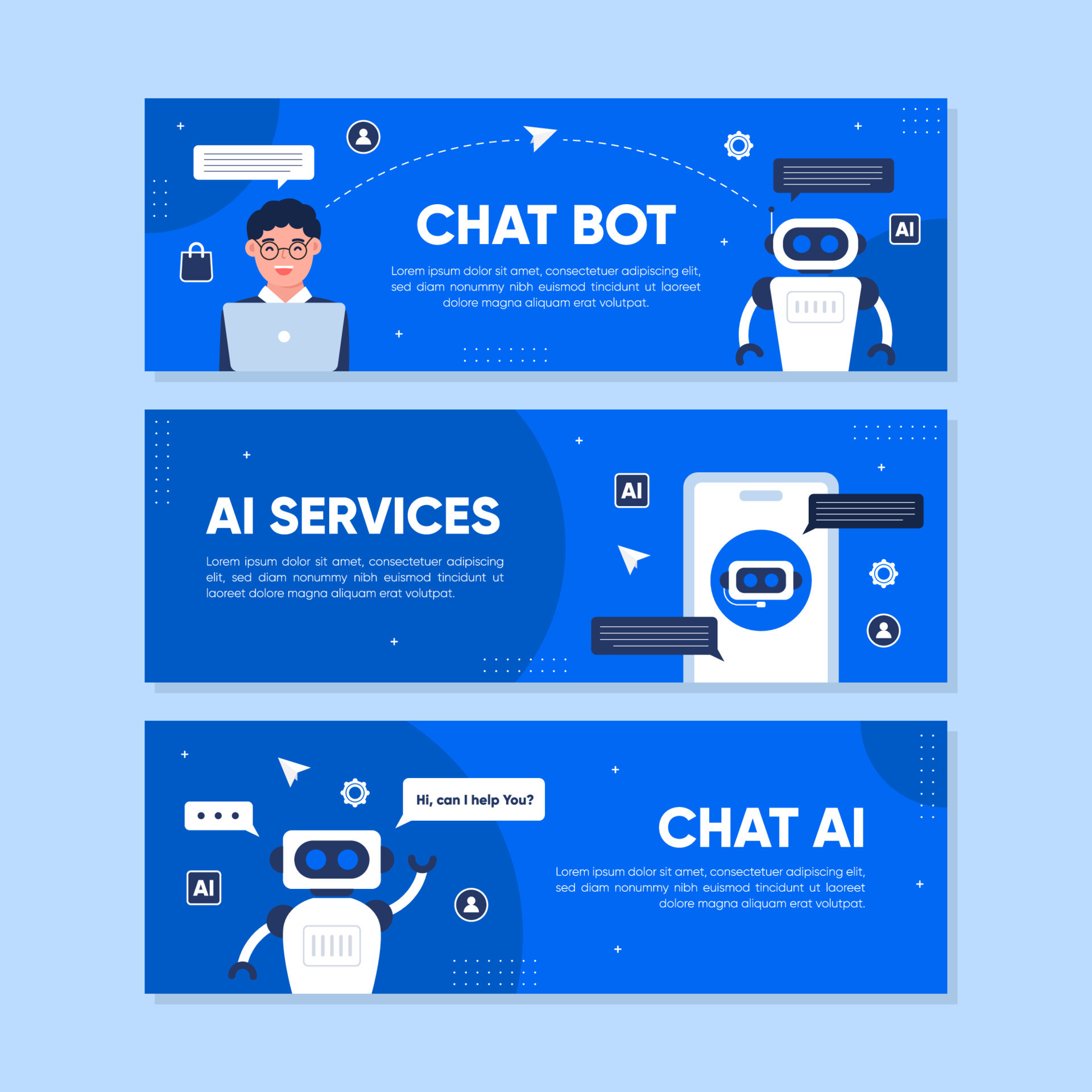 Chat Bot Ai Banner Collection Set 20552279 Vector Art At Vecteezy