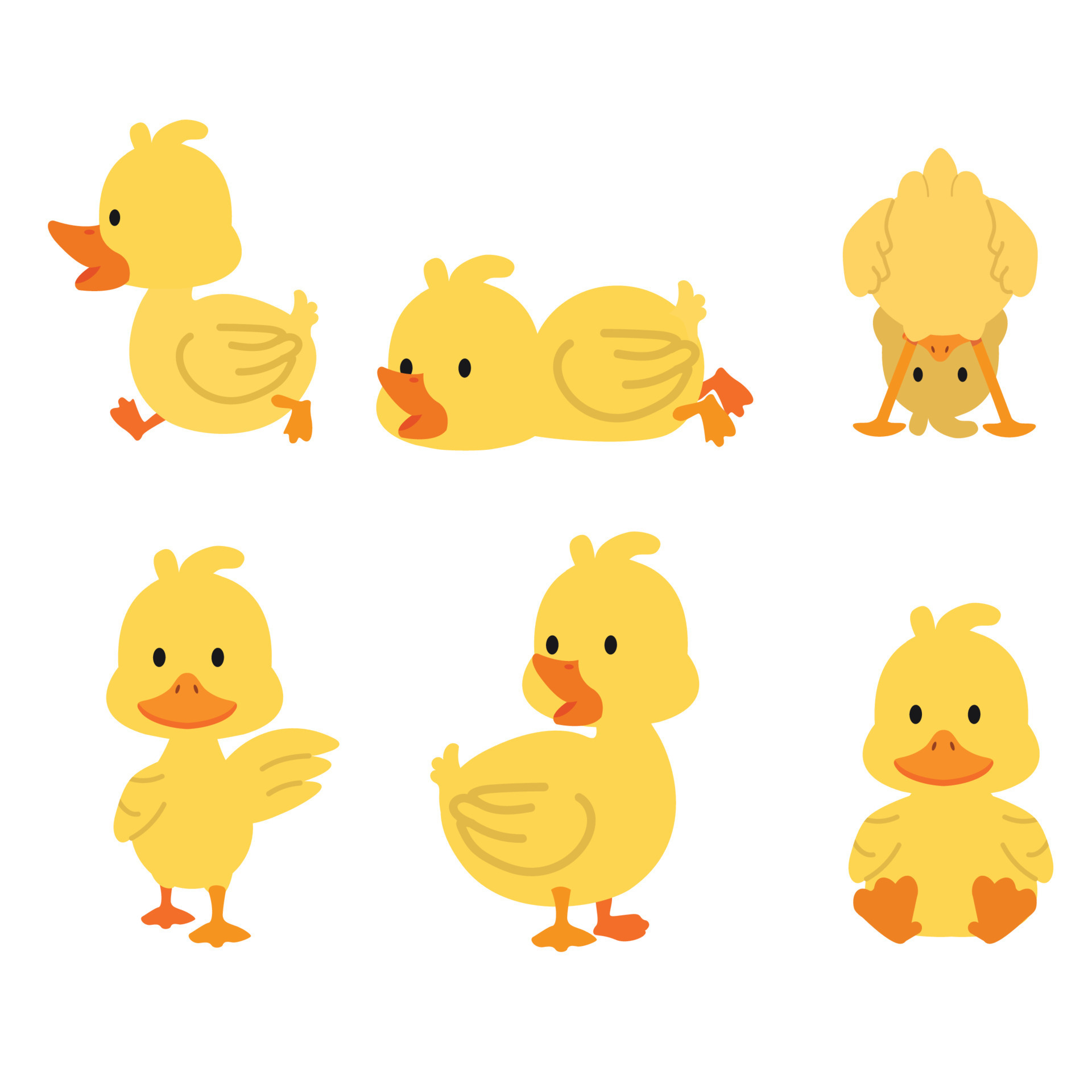 Cute Yellow Ducks Collcetion Set 20574131 Vector Art At Vecteezy