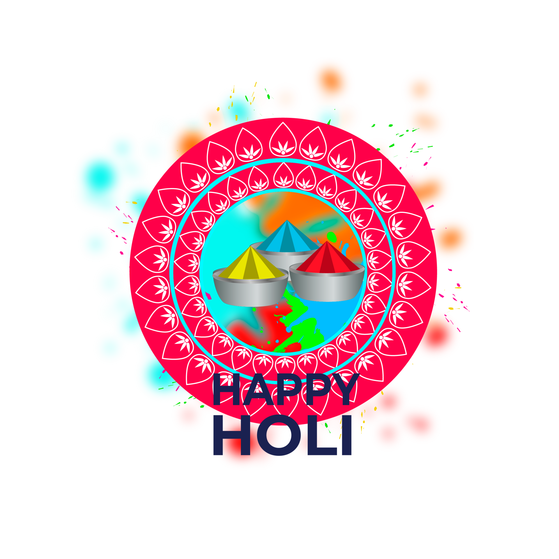 Happy holi festival design with splashing color 20574180 PNG