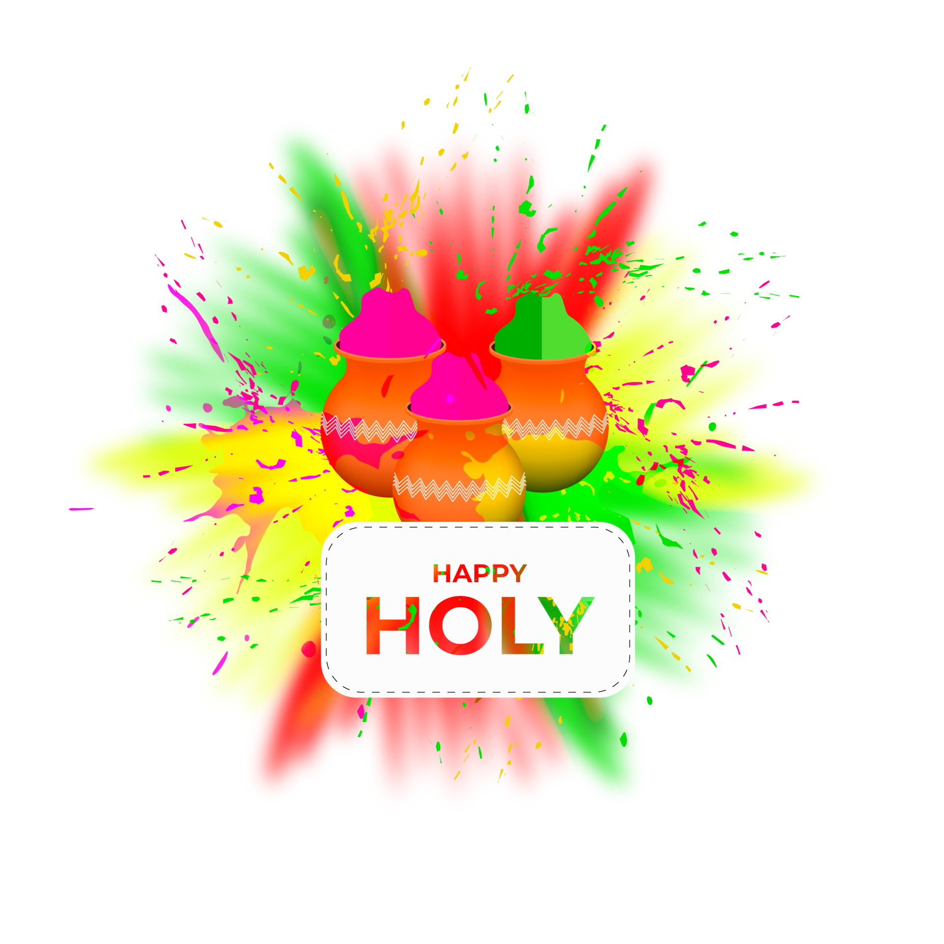 Happy holi festival design with splashing color 20574190 PNG