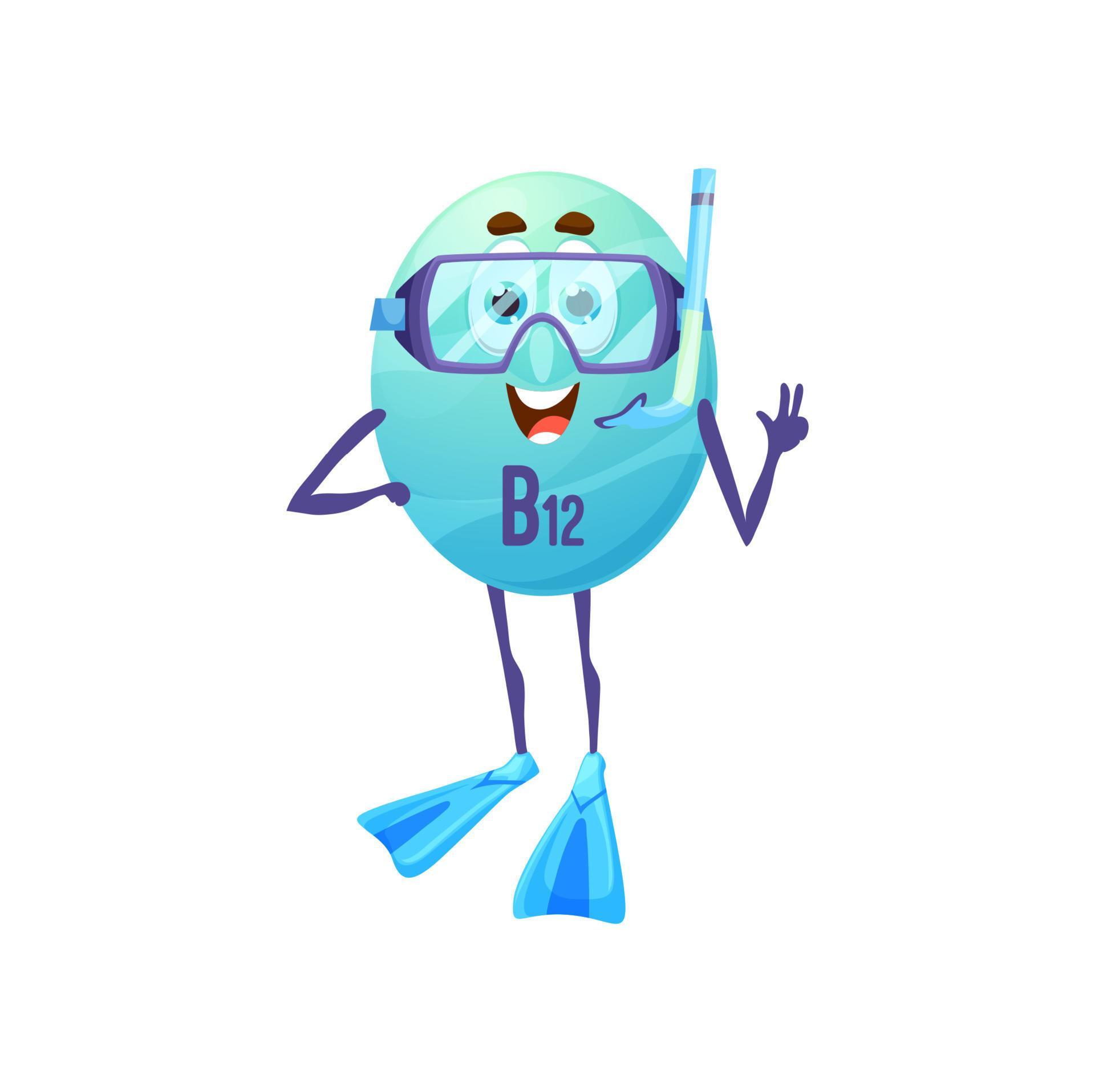 Cartoon vitamin B12 with fins and diving mask 20574360 Vector Art at ...