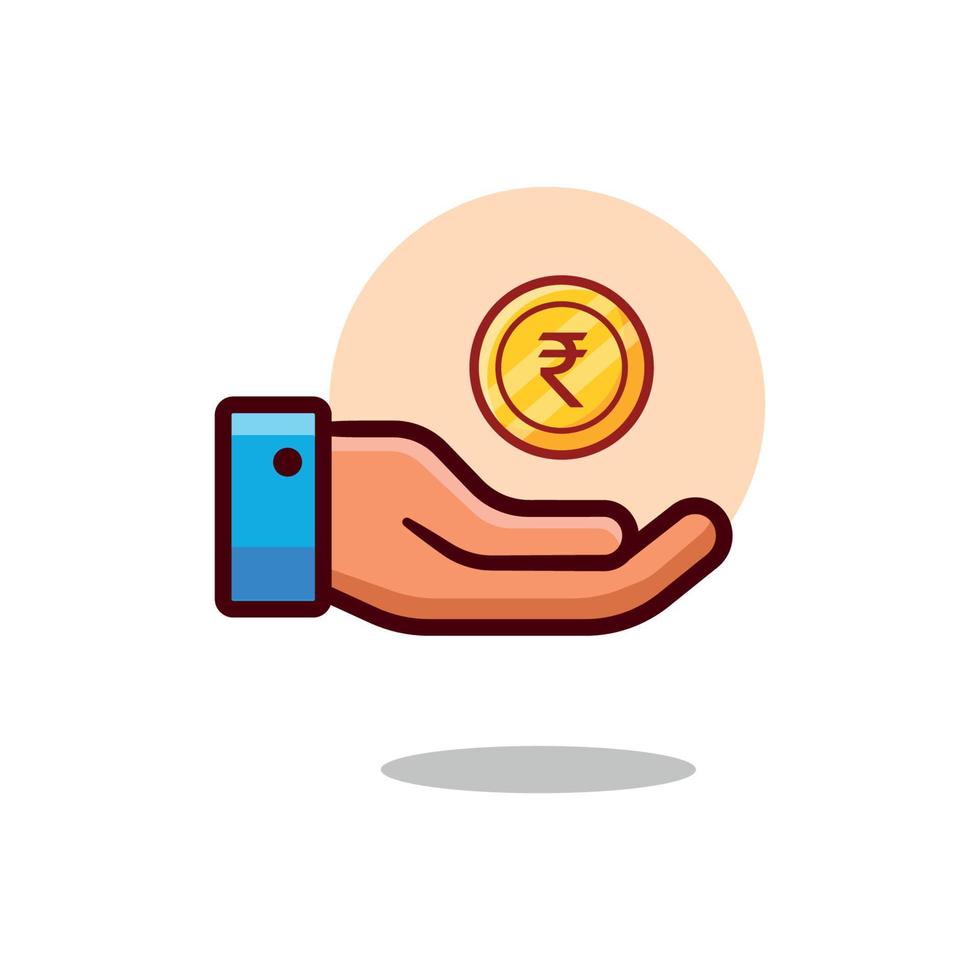 Indian rupee investment with coin and hand concept vector icon ... Indian rupee investment with coin and hand concept vector icon ...
