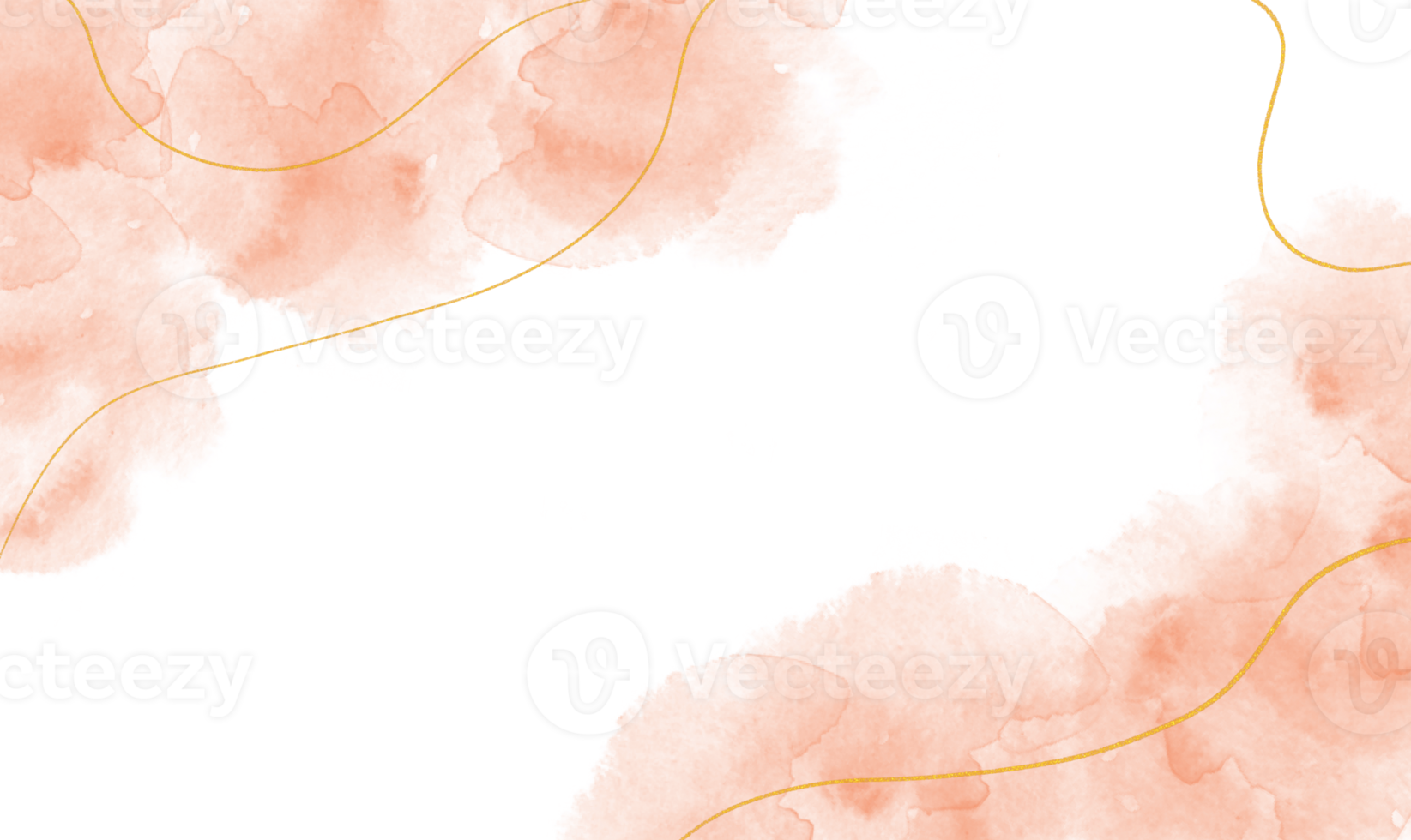 Abstract Orange Pastel Watercolor Paint Stain Background With Gold Line ...