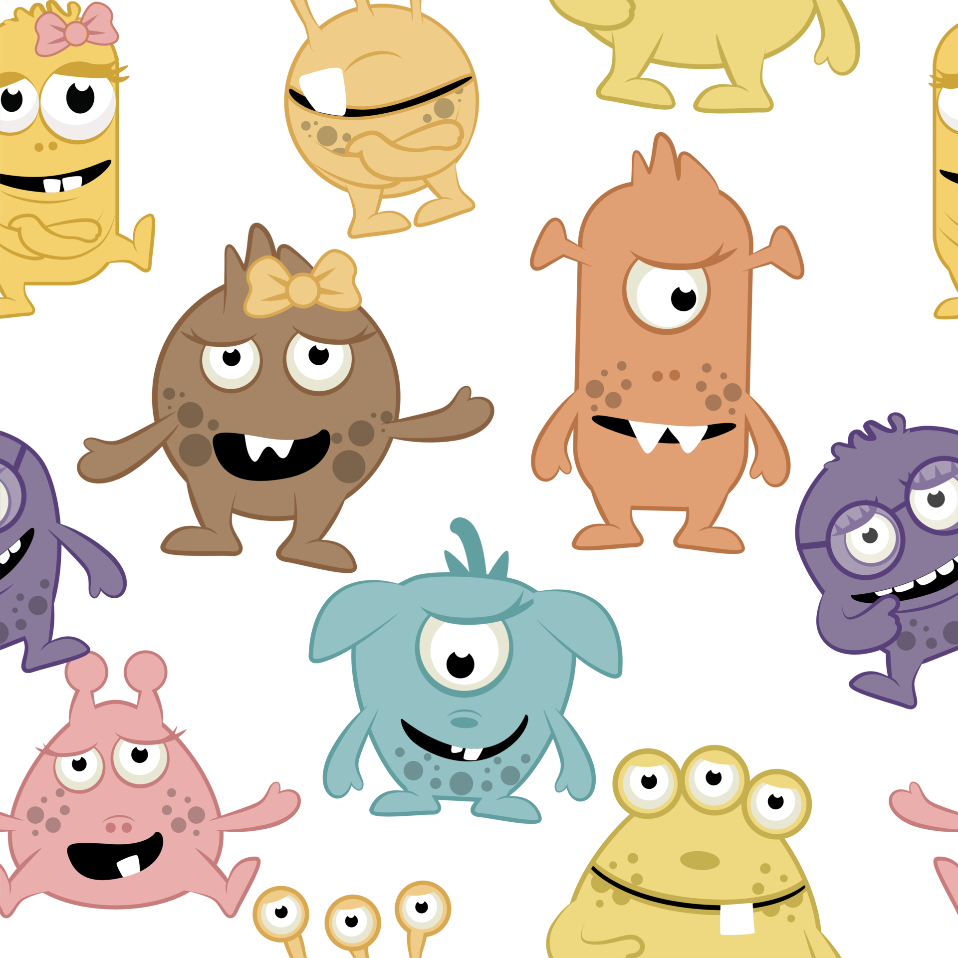 Free Seamless pattern of cute cartoon monsters. 20576786 PNG with ...