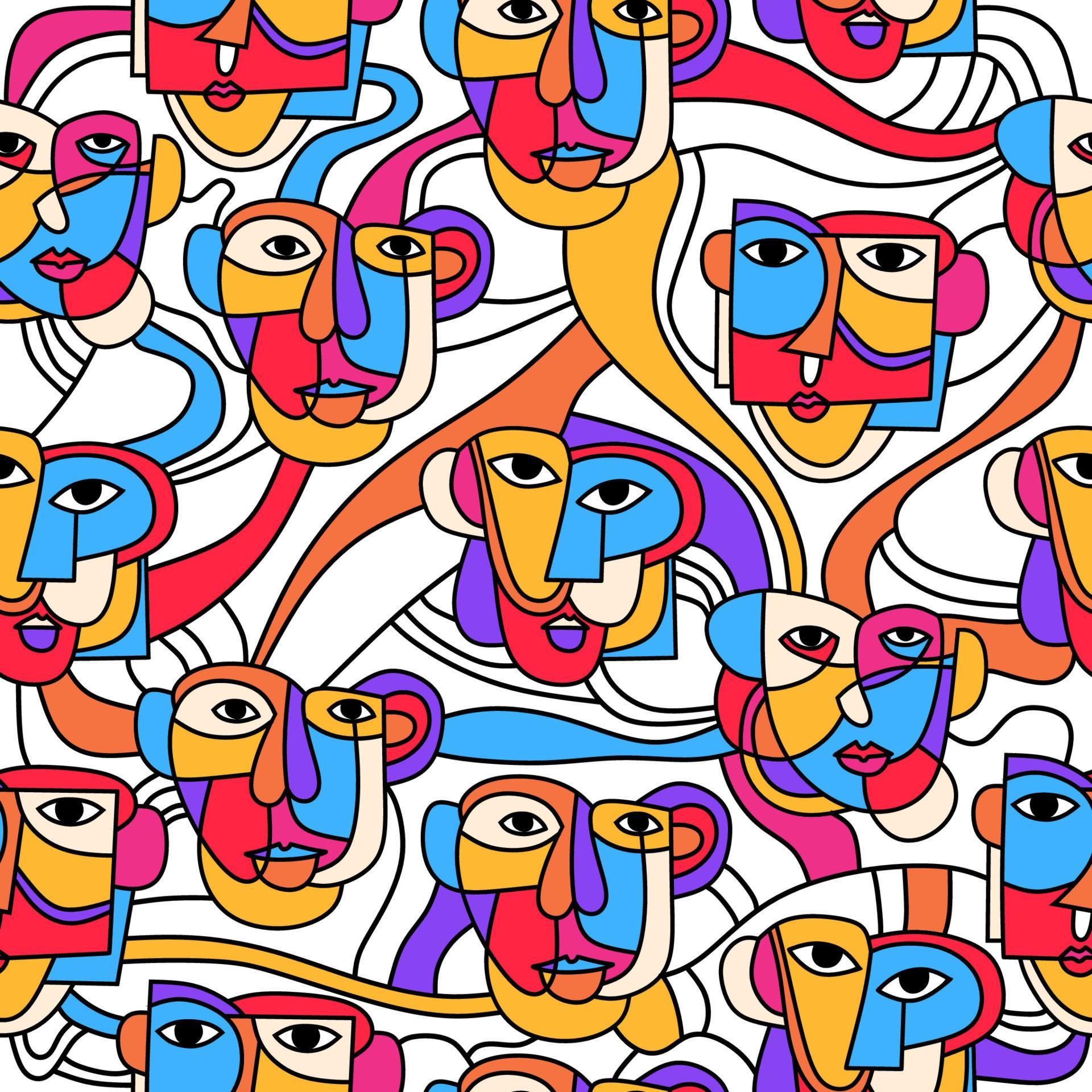 Picasso Face Art Seamless Pattern Isolated On White Background 20577710 Vector Art At Vecteezy