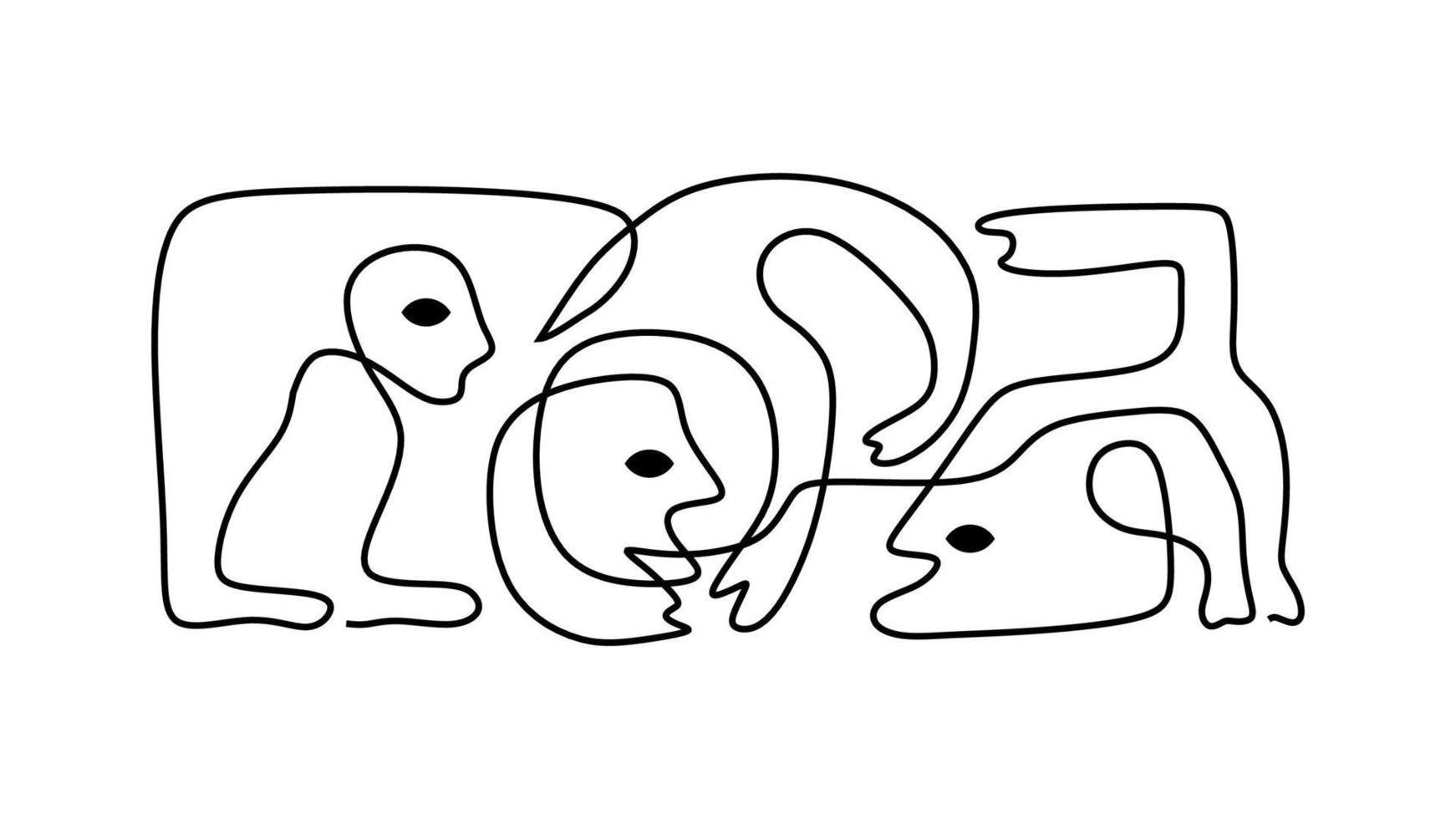 Abstract face one continuous line art drawing 20577756 Vector Art at ...