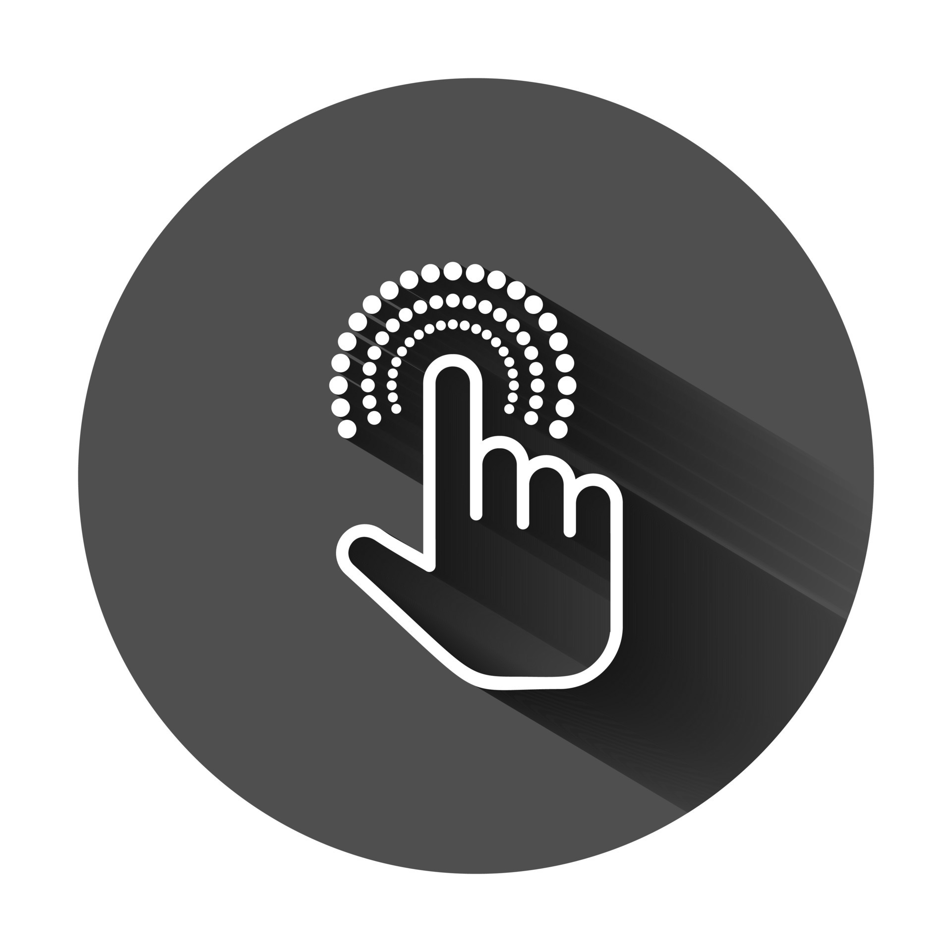 Click Mouse Icon In Flat Style Pointer Vector Illustration On Black Round Background With Long