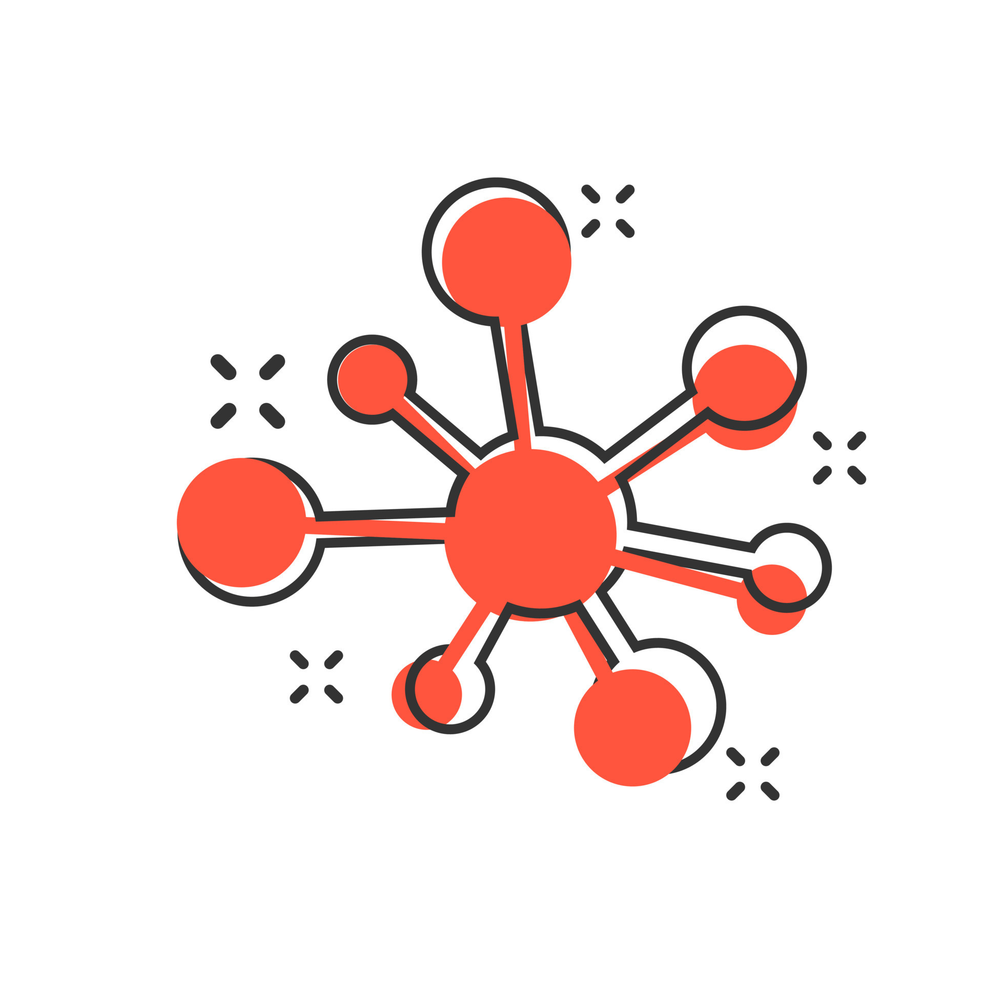 Hub Network Connection Sign Icon In Comic Style Dna Molecule Vector
