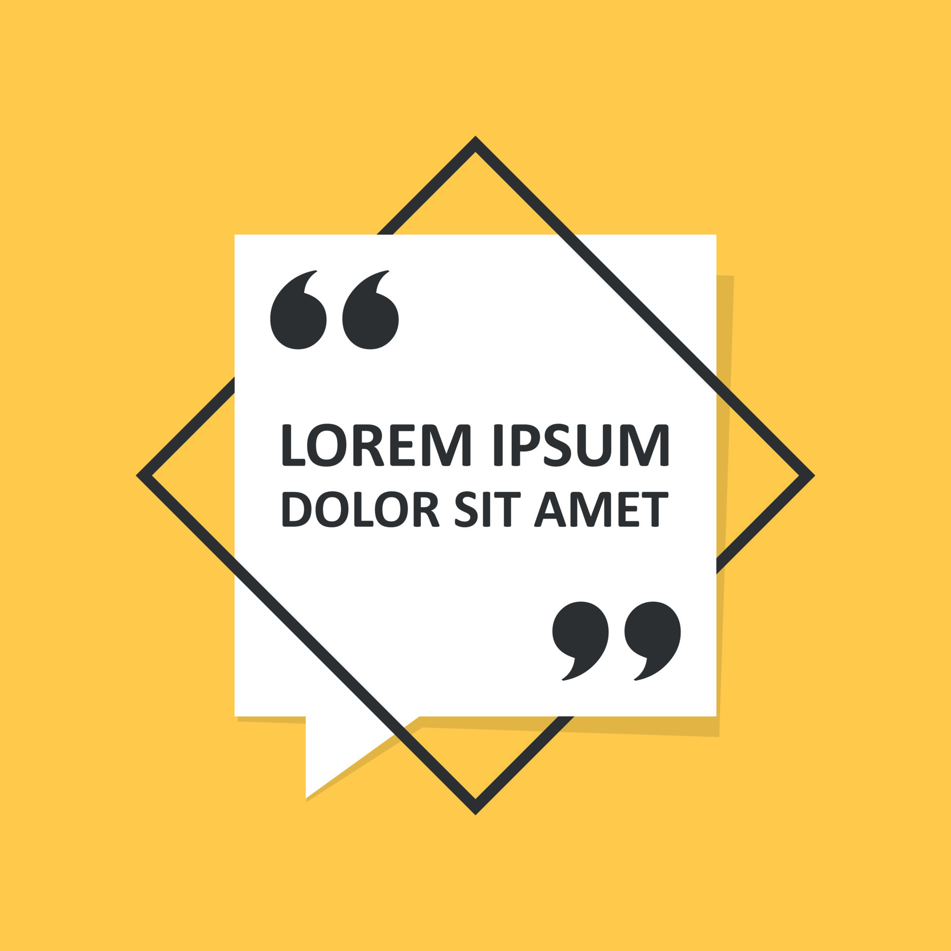 Quote frame blank template icon in flat style. Empty speech bubble vector illustration on ...