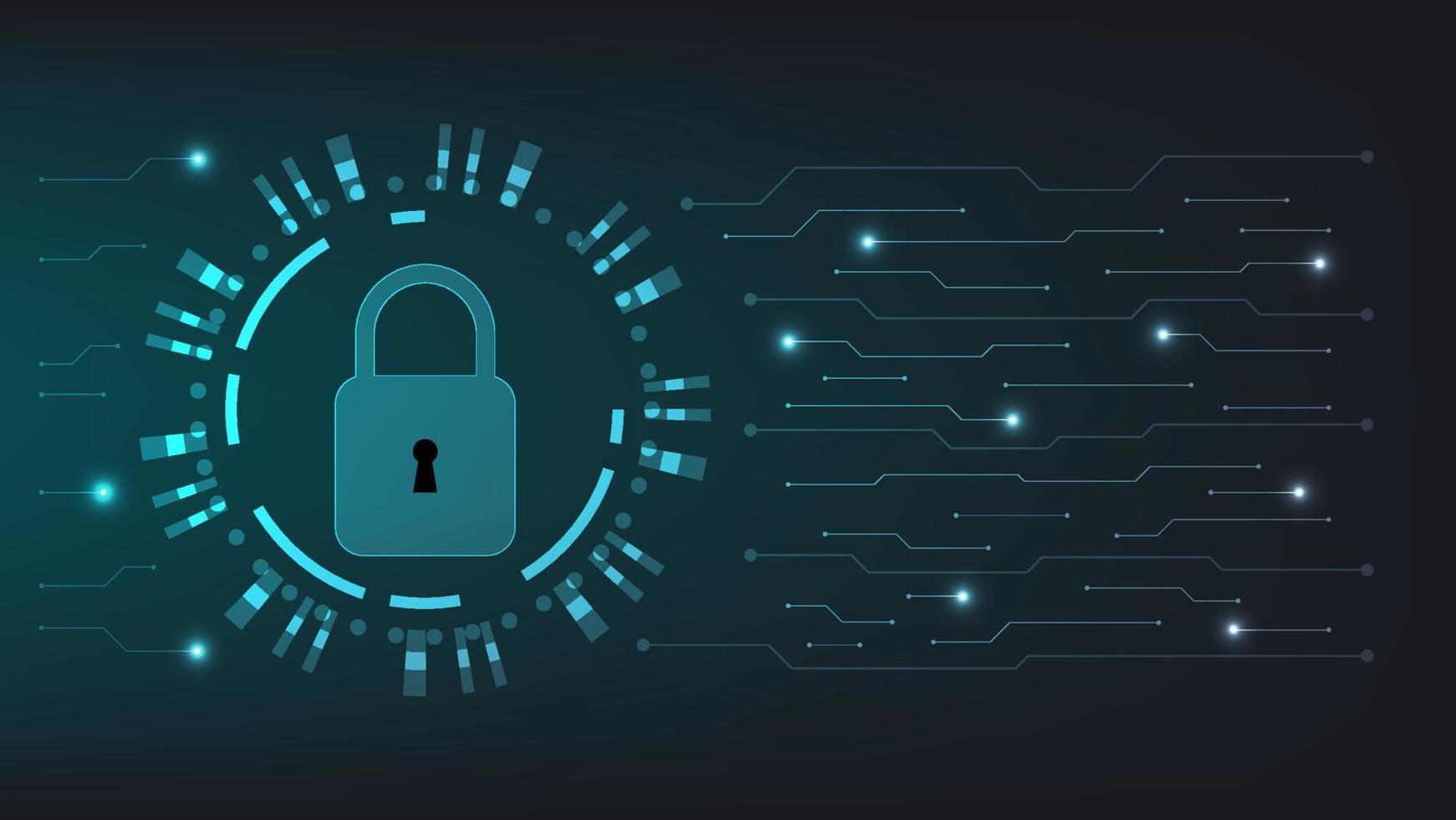 Digital Padlock With Virtual Screen On Dark Background Cyber Security Technology For Fraud