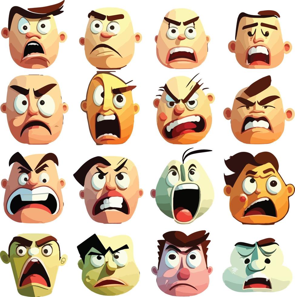 Cartoon Face Expression Collection Vector 20581071 Vector Art At Vecteezy