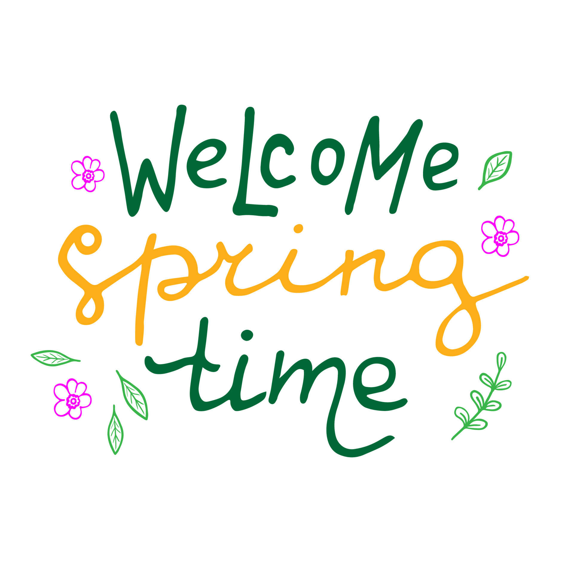 Vector illustration of welcom spring time lettering isolated with ...