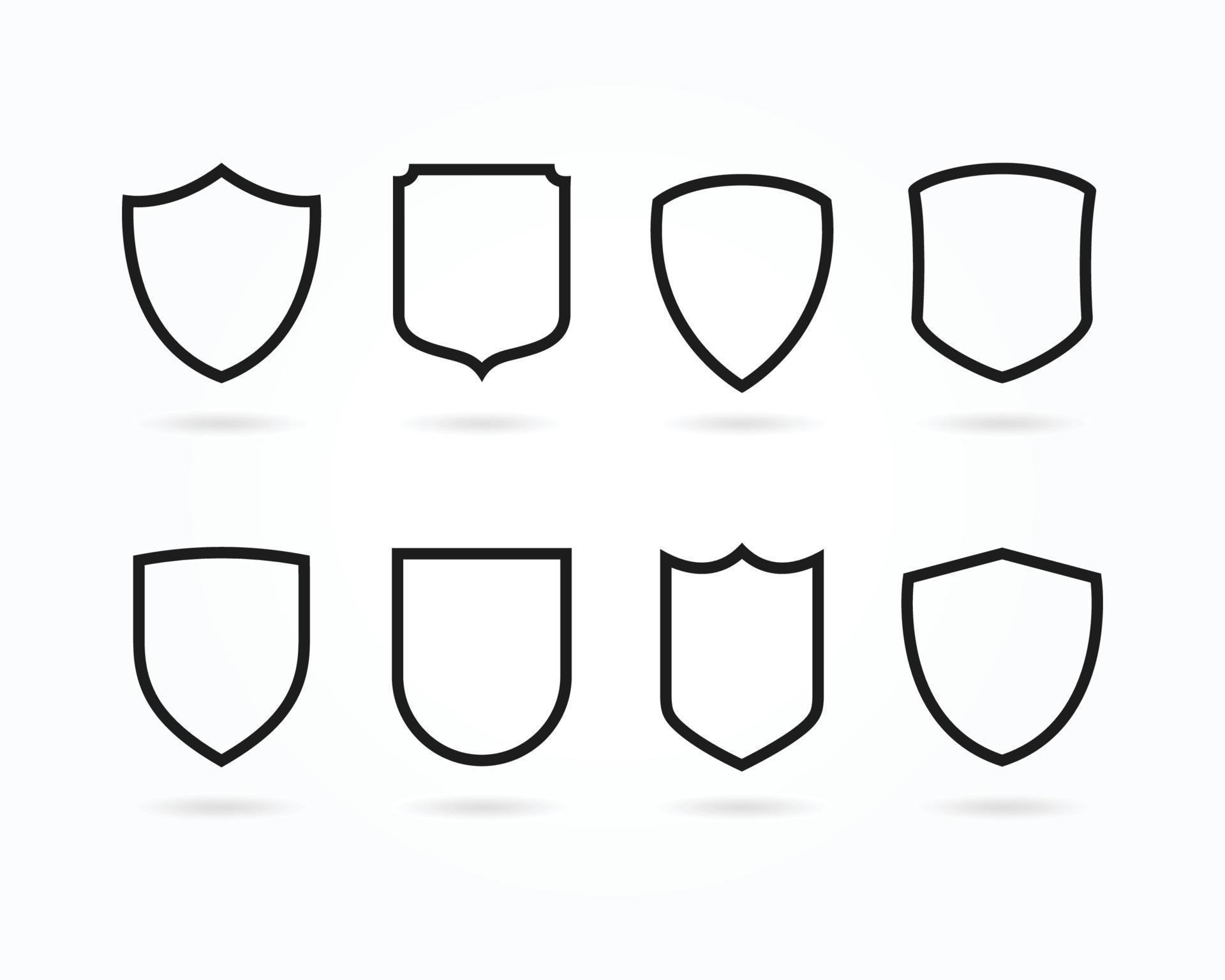 Line Shield Vector Icons Set Protect Guard Shield Plain Line Icon