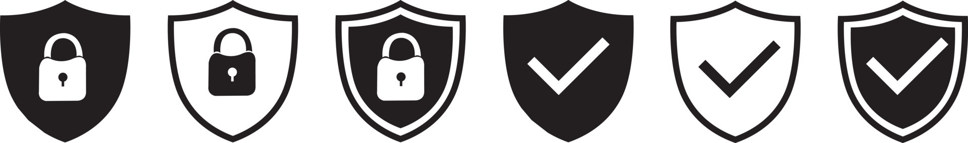 Set Of Security Shield Icons Security Shields Logotypes With Check Mark And Padlock Security