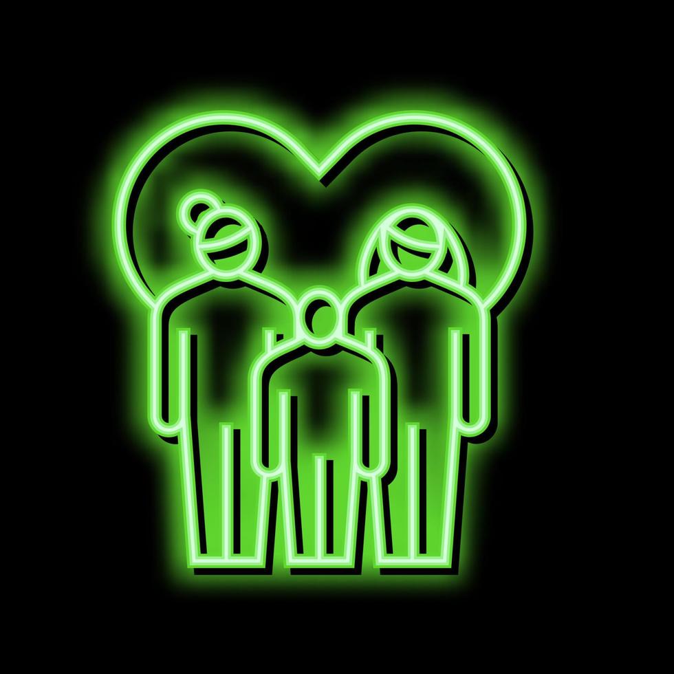 Women Lesbian Same Sex Couple Adoption Neon Glow Icon Illustration
