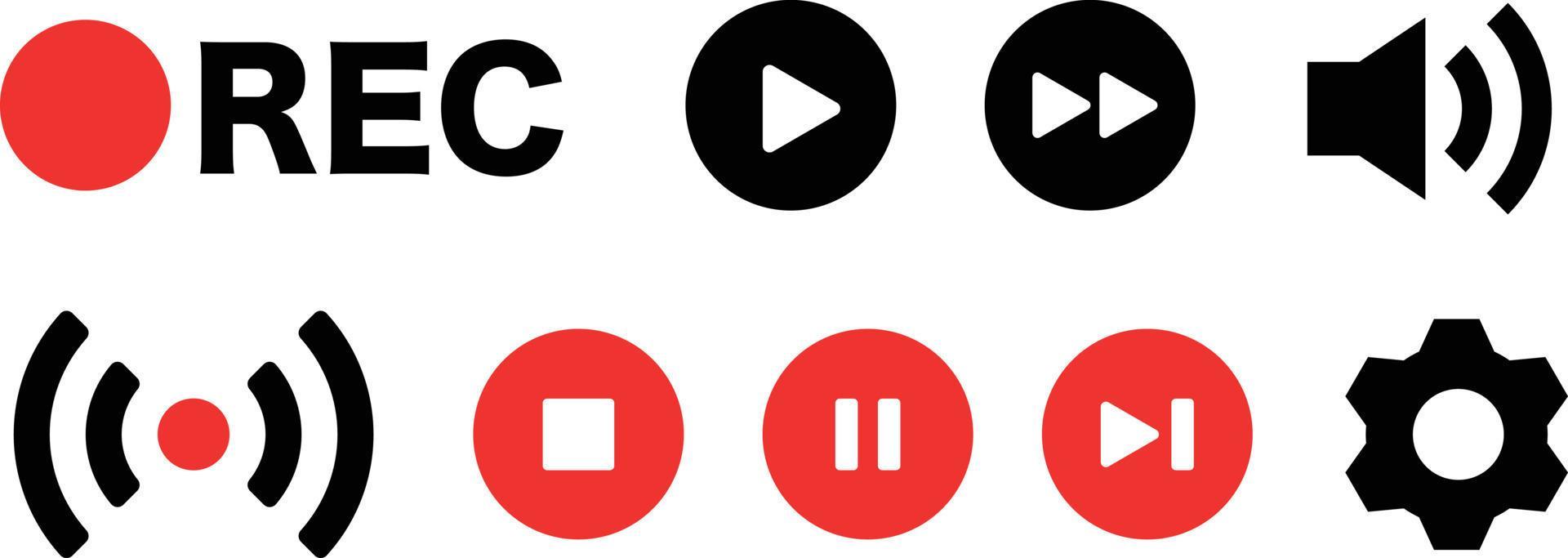 Media player button icon set. Video and music playback buttons. Vector. 20589812 Vector Art at ...