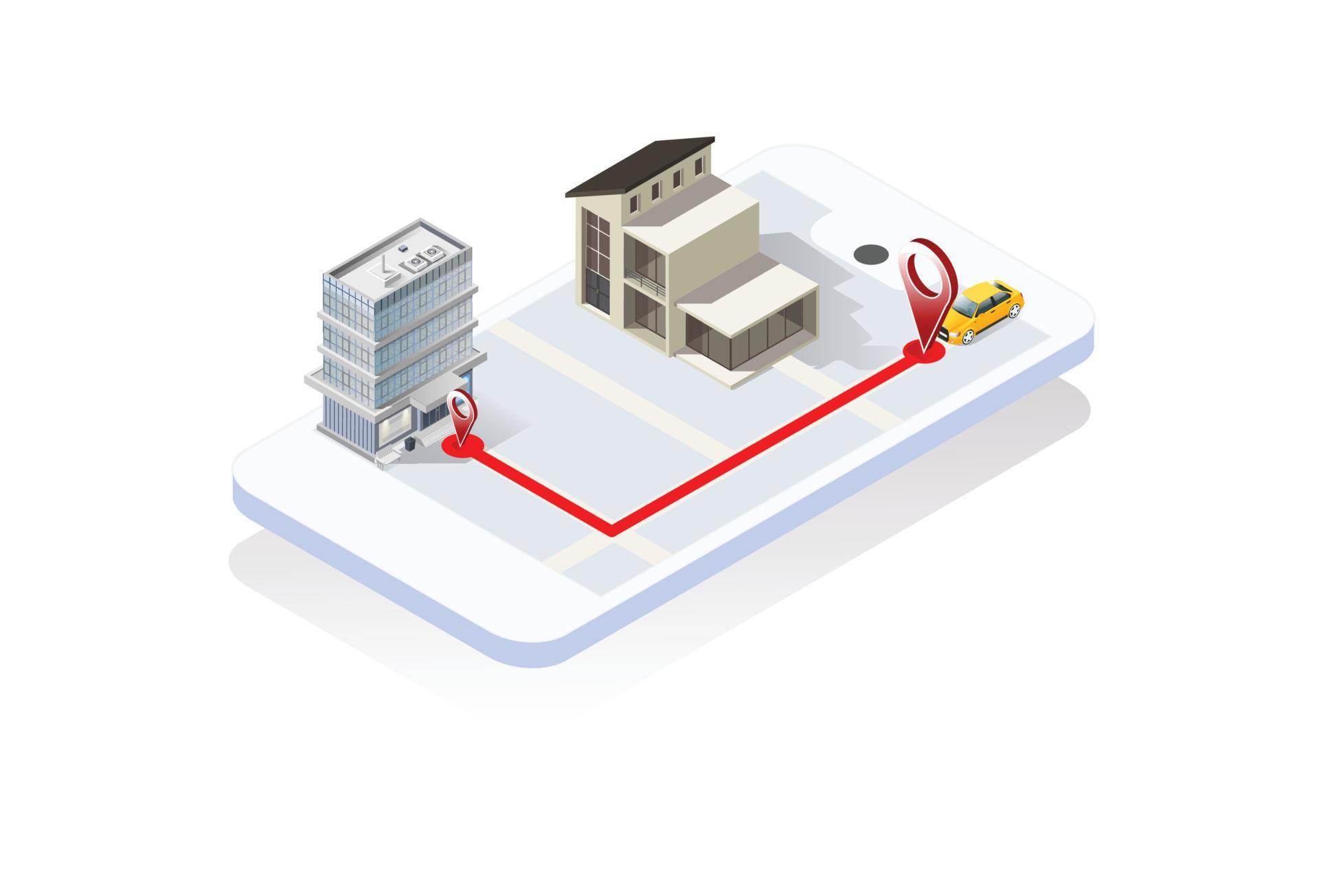 Modern Technology Gps Navigation App Concept In Isometric Vector