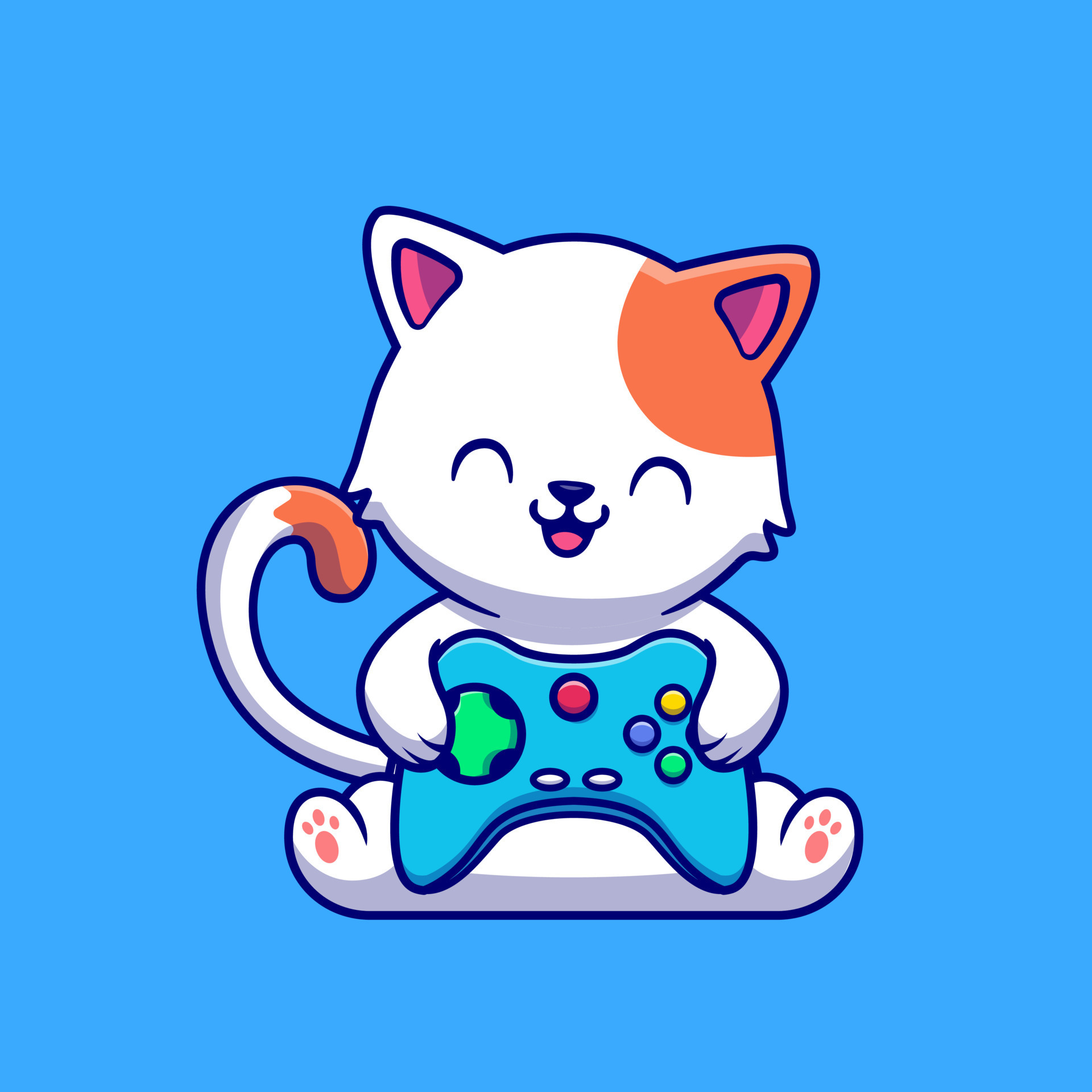 Cute Cat Gaming With Game Console Cartoon Vector Icon Illustration ... Cute Cat Gaming With Game Console Cartoon Vector Icon Illustration ...
