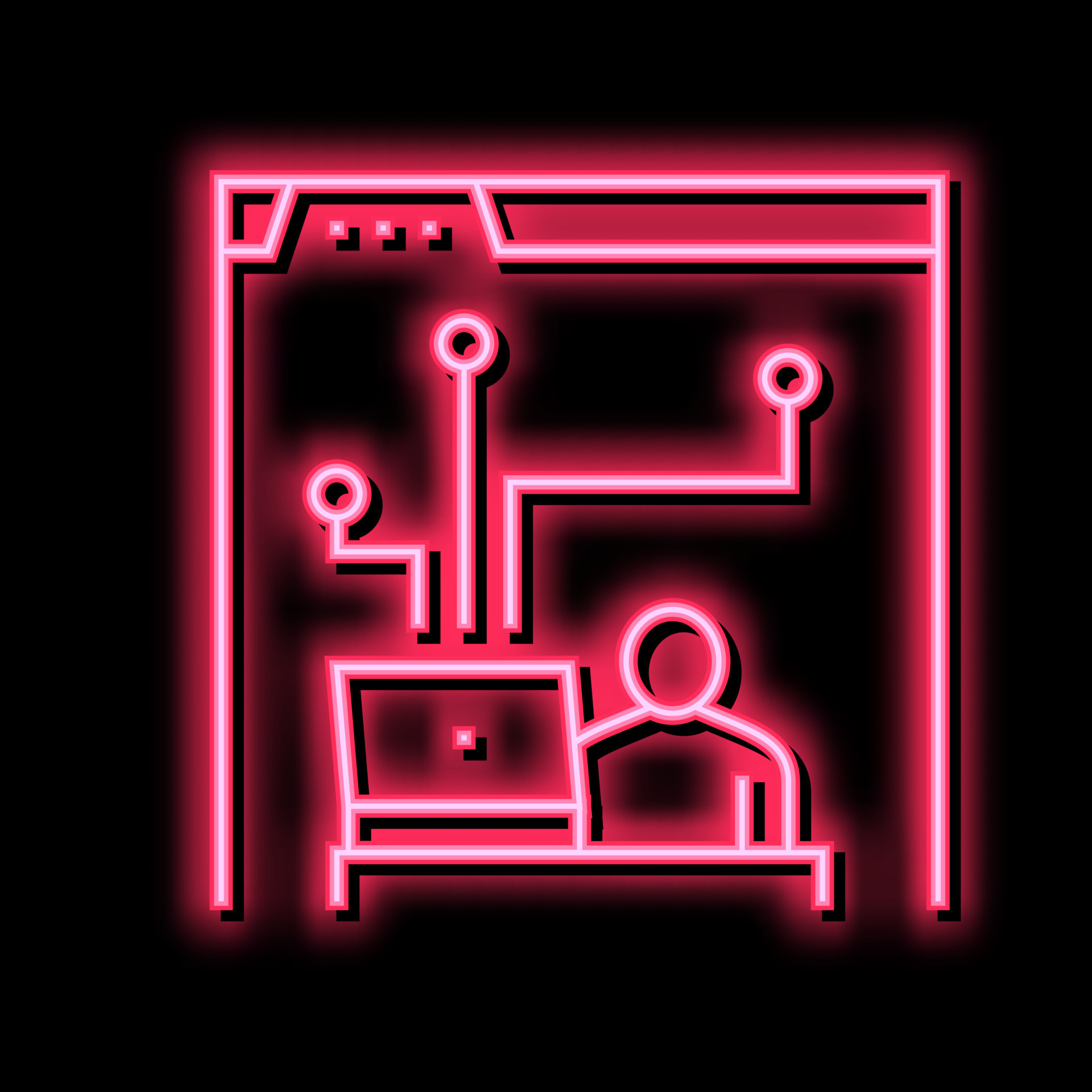 developer working and codding program neon glow icon illustration ...