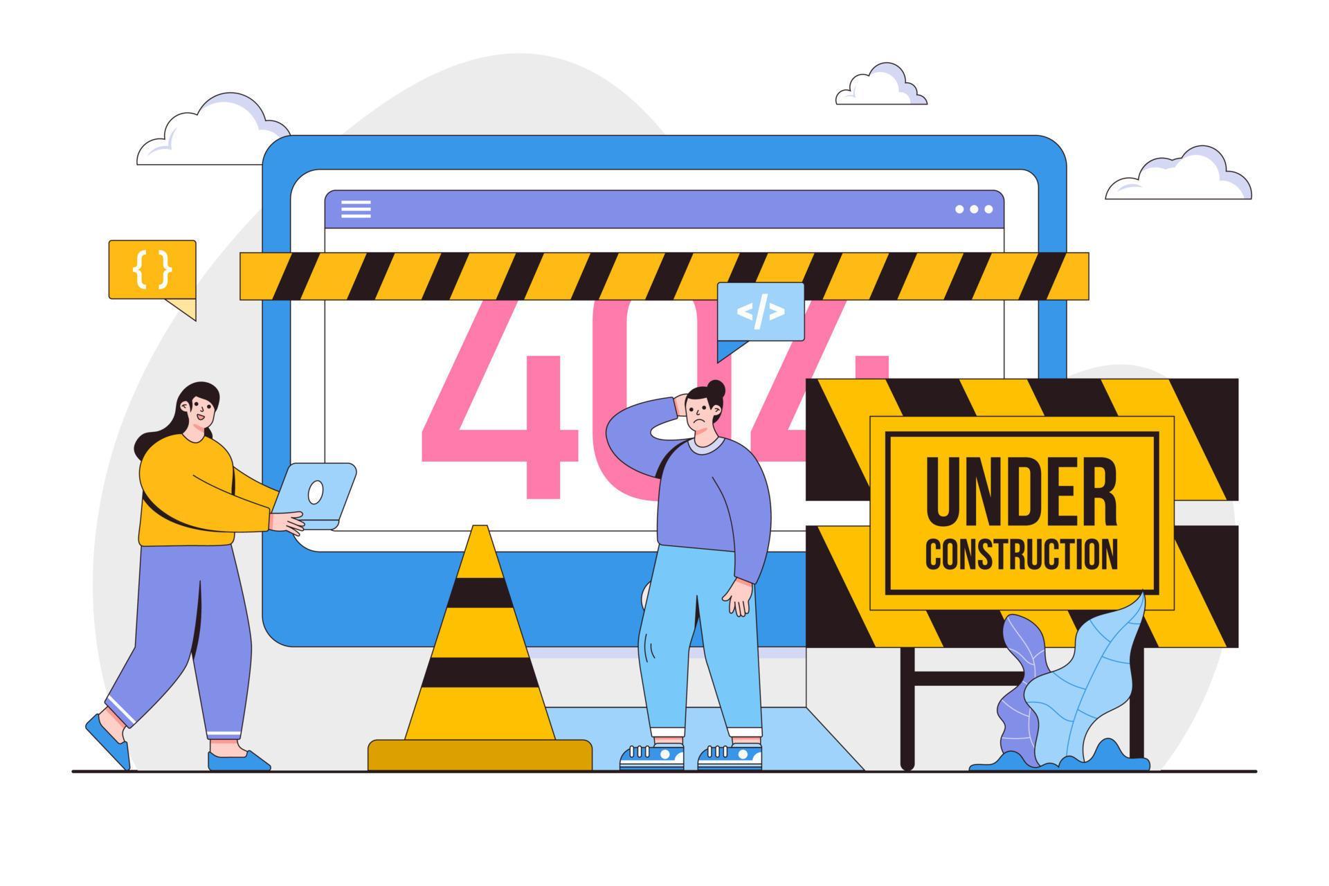 Website under construction page concept with people characters. Outline ...