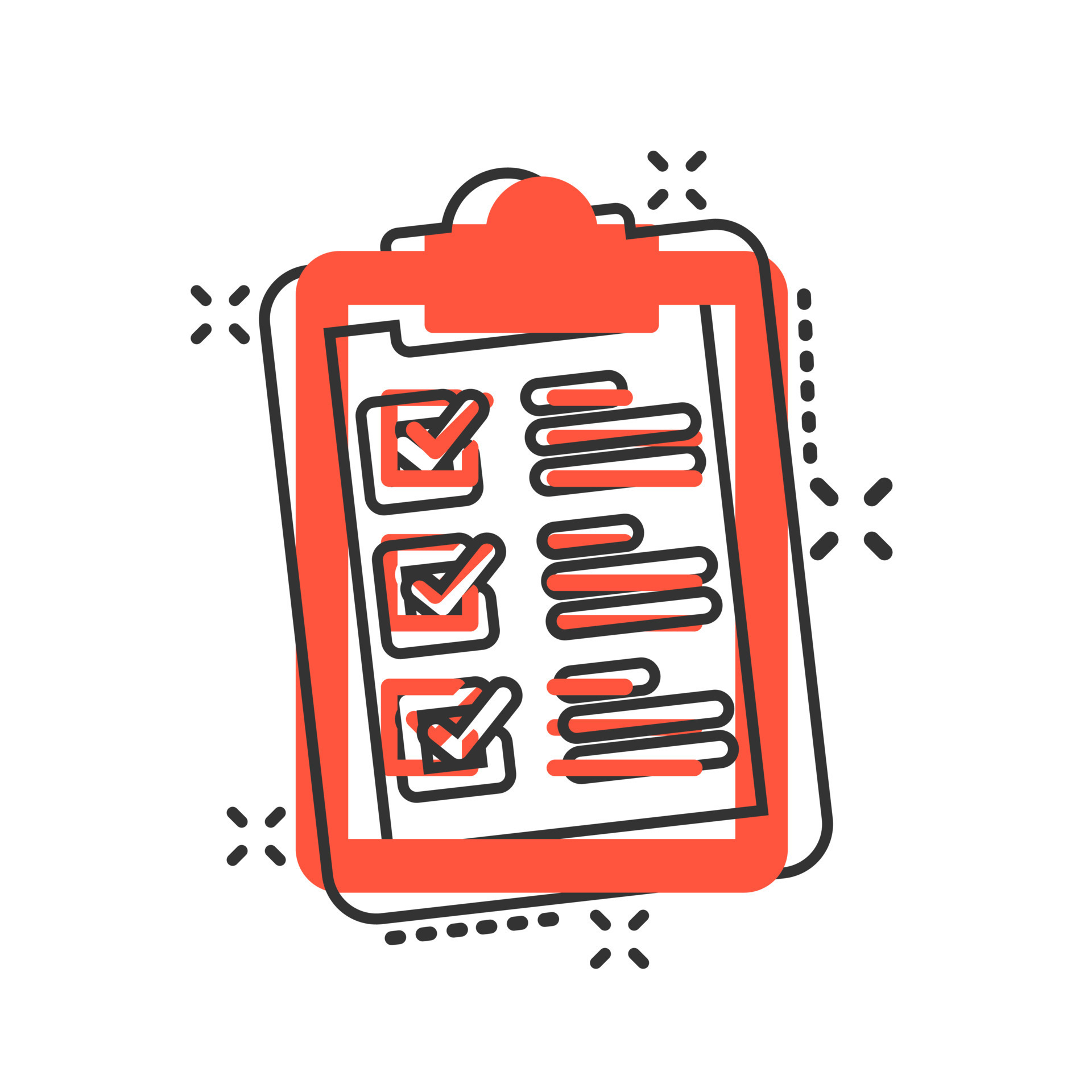 Checklist clipboard sign icon in comic style. Document list vector ... Checklist clipboard sign icon in comic style. Document list vector ...