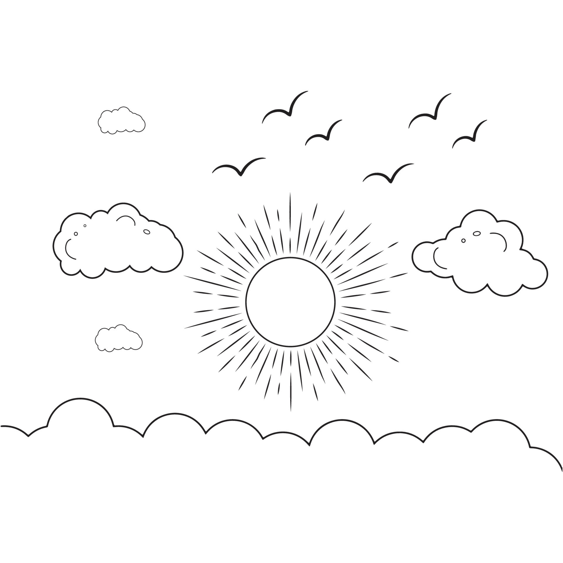 Sun and clouds line art drawing style, Clouds in the sky,sun and Cloud ... Sun and clouds line art drawing style, Clouds in the sky,sun and Cloud ...