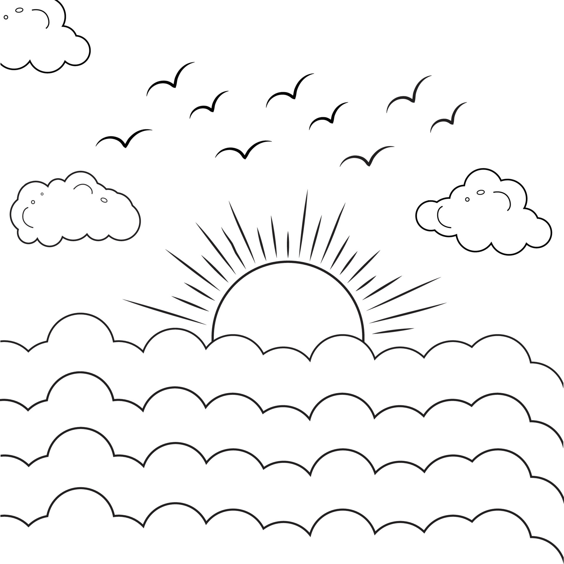 Sun and clouds line art drawing style, Clouds in the sky,sun and Cloud ... Sun and clouds line art drawing style, Clouds in the sky,sun and Cloud ...