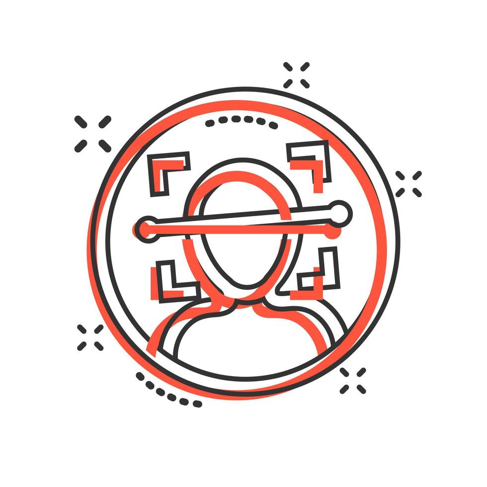 Face scan icon in comic style. Facial id vector cartoon illustration on ...
