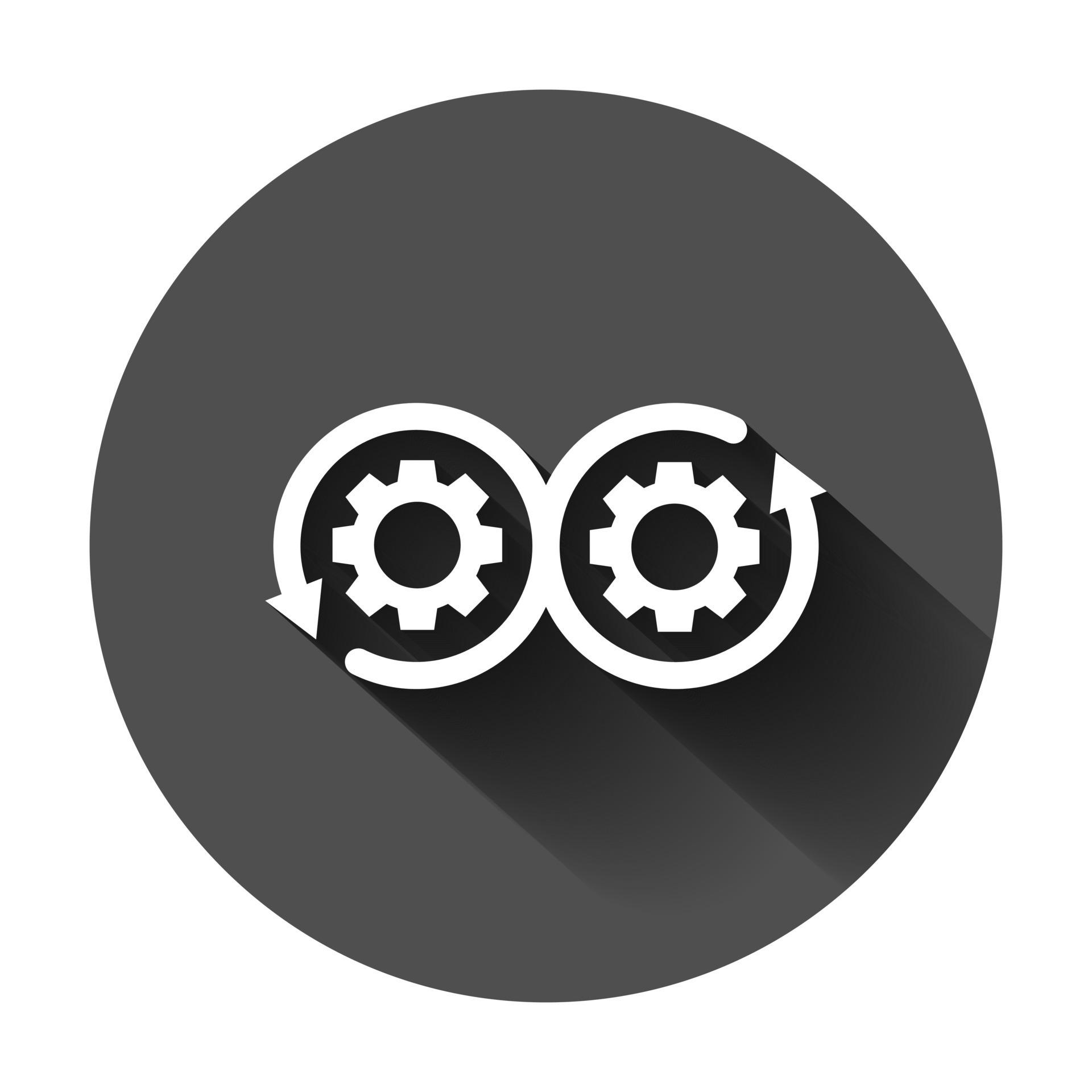 Development icon in flat style. Devops vector illustration on black ...