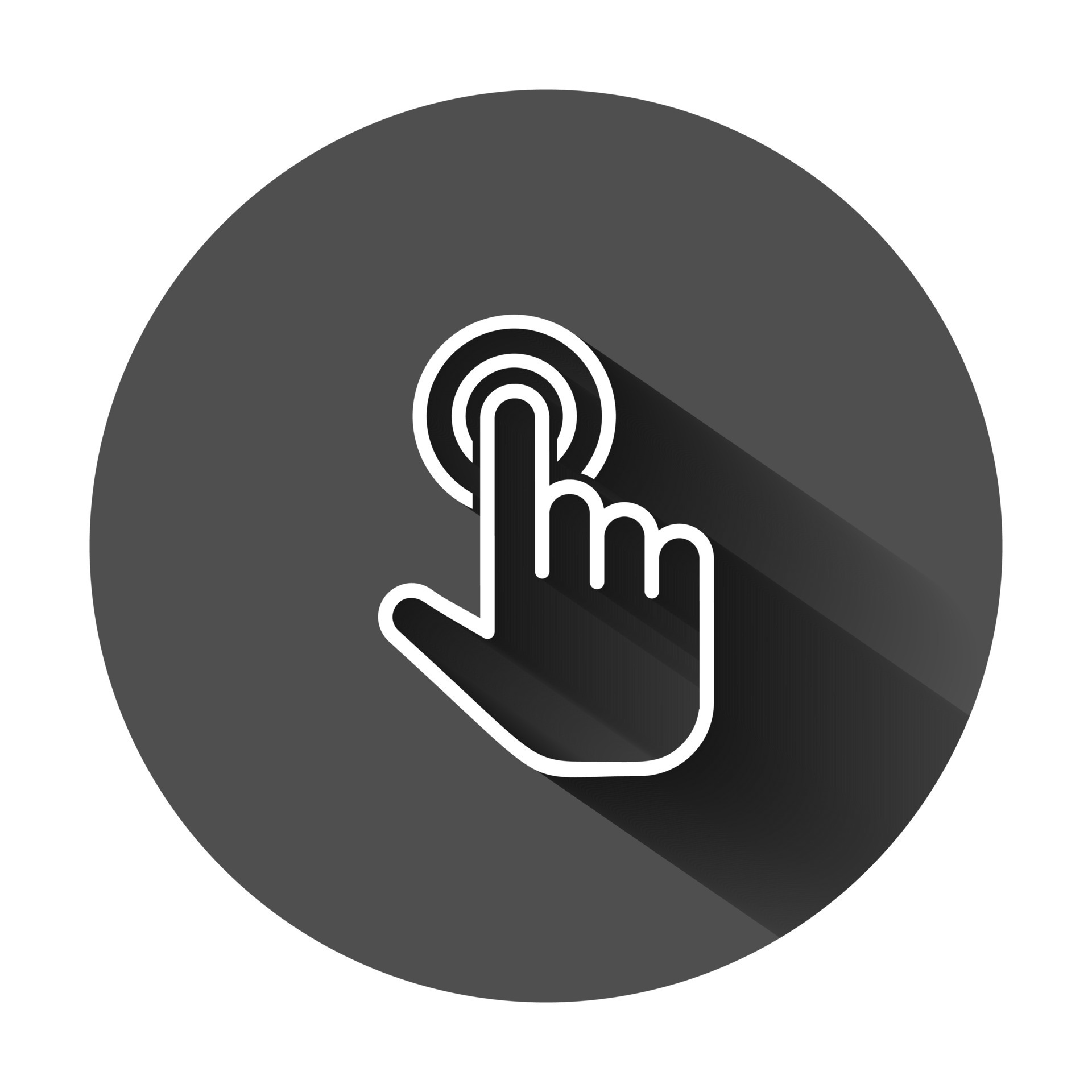 Click Mouse Icon In Flat Style Pointer Vector Illustration On Black Round Background With Long