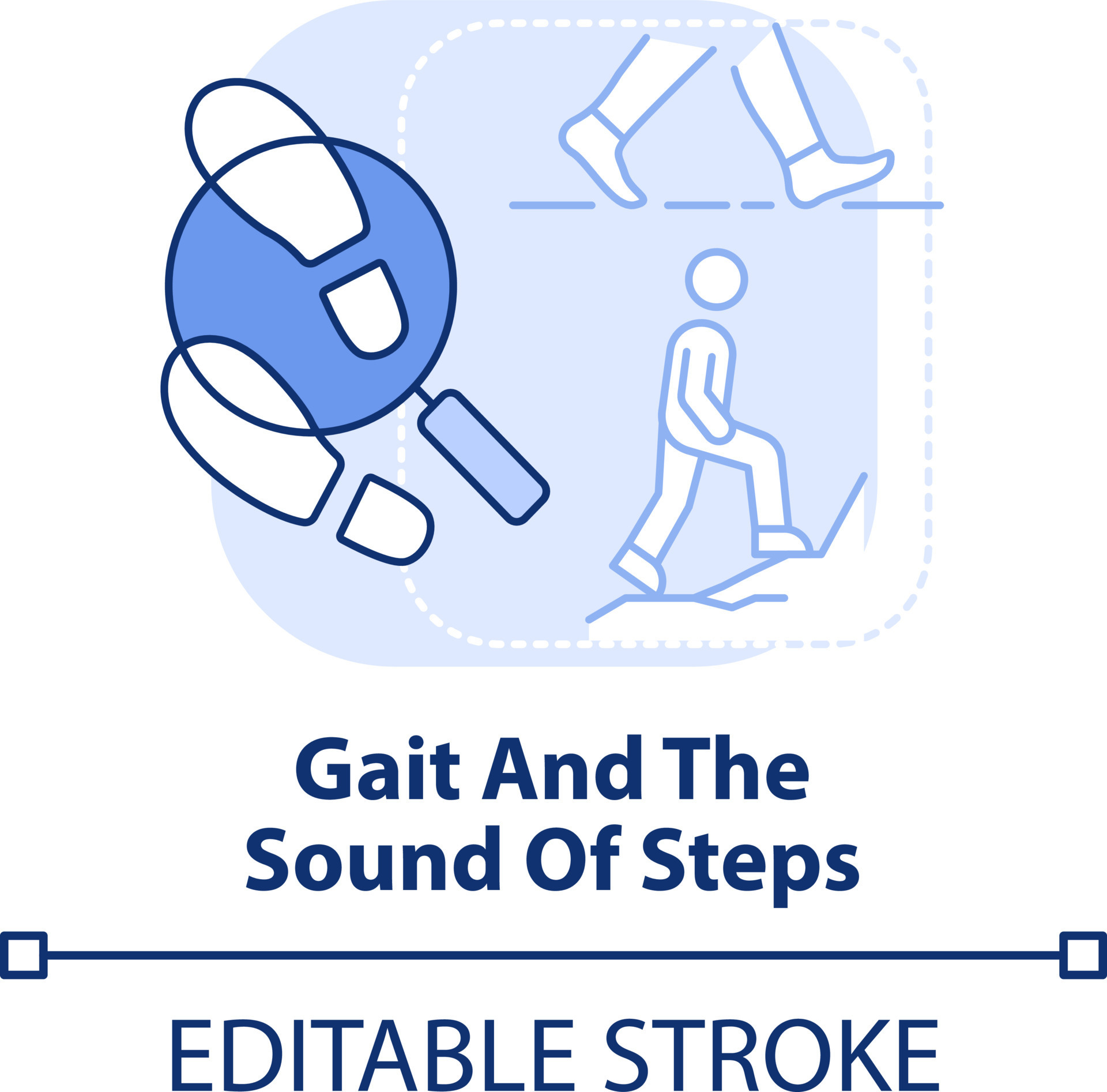 Gait And Sound Of Steps Light Blue Concept Icon Behavioural
