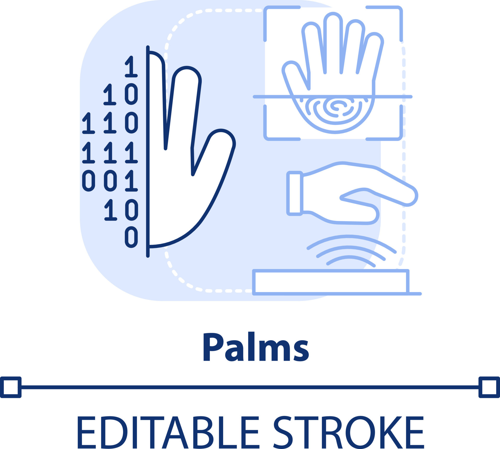 Palms Light Blue Concept Icon Biometric Identification Technology