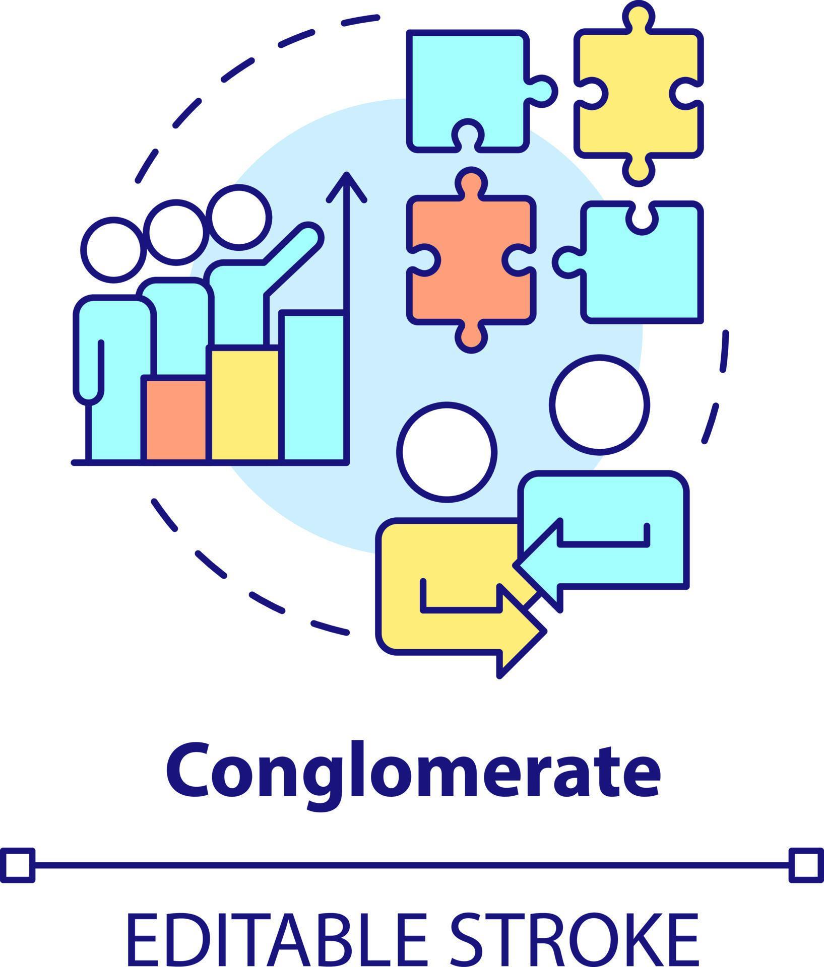 Conglomerate business merger concept icon. Different areas integration ... Conglomerate business merger concept icon. Different areas integration ...