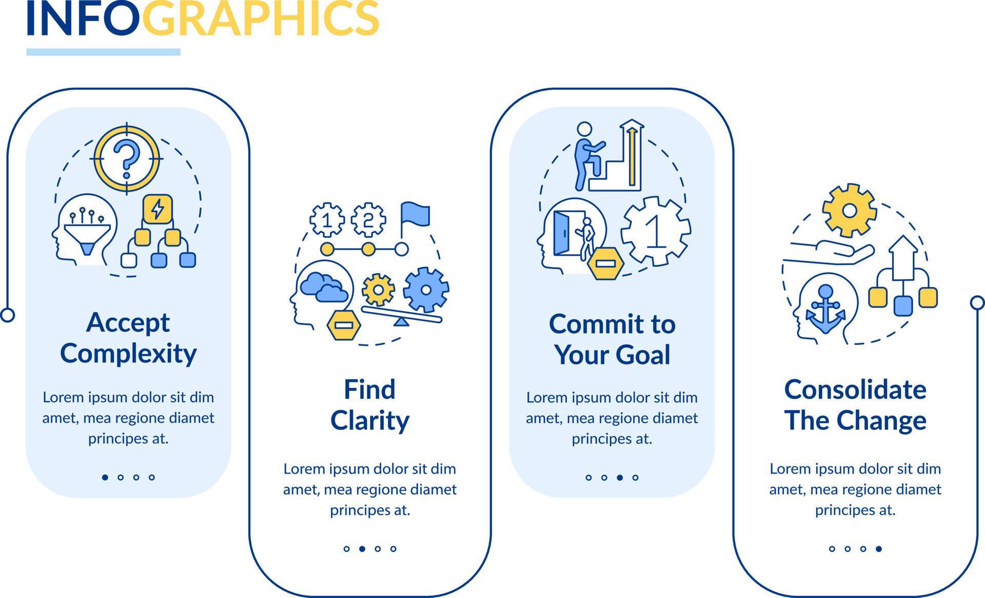 Adaptation to complex change rectangle infographic template. Data ...