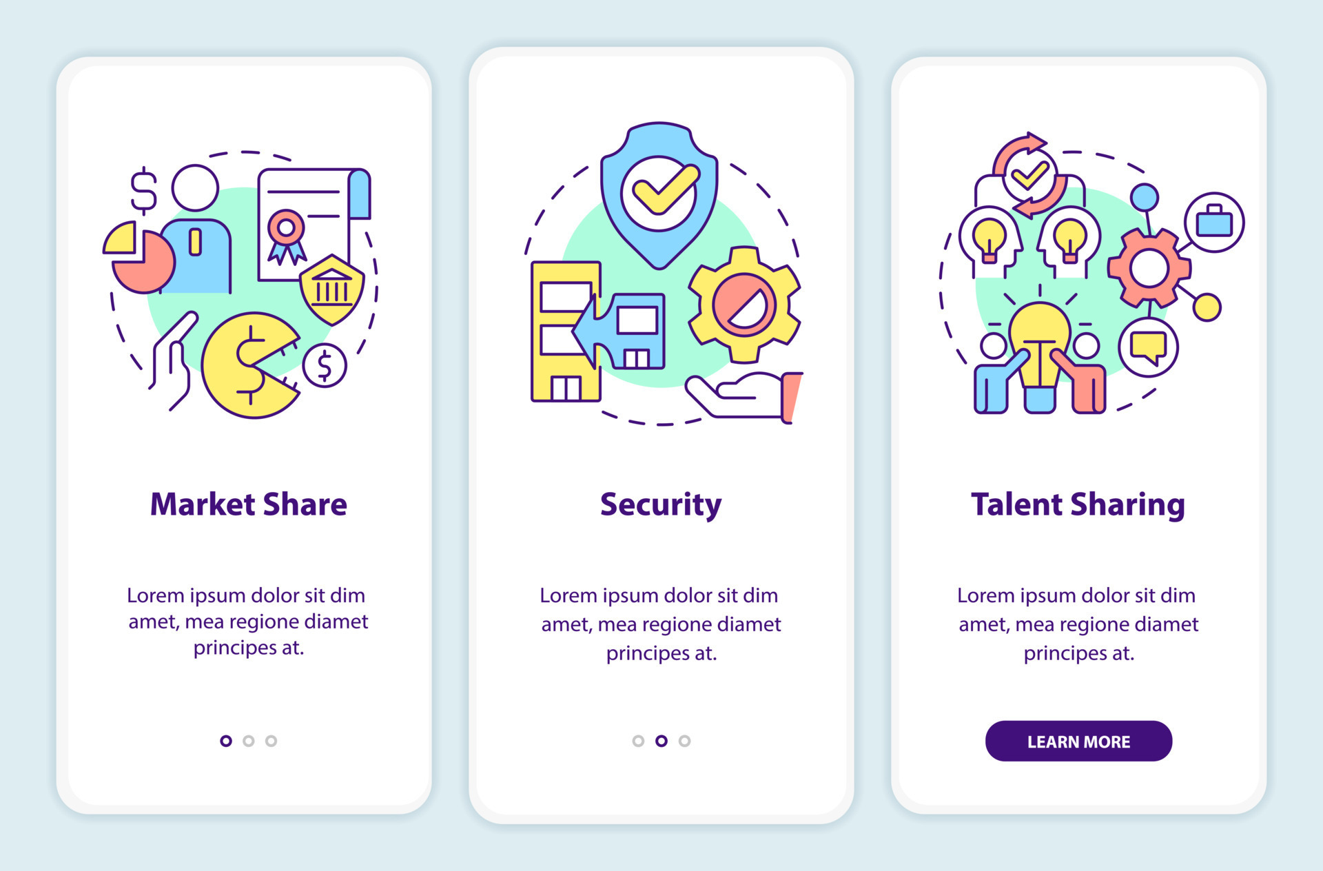 Merger Objectives Onboarding Mobile App Screen Business Strategy Walkthrough 3 Steps Editable