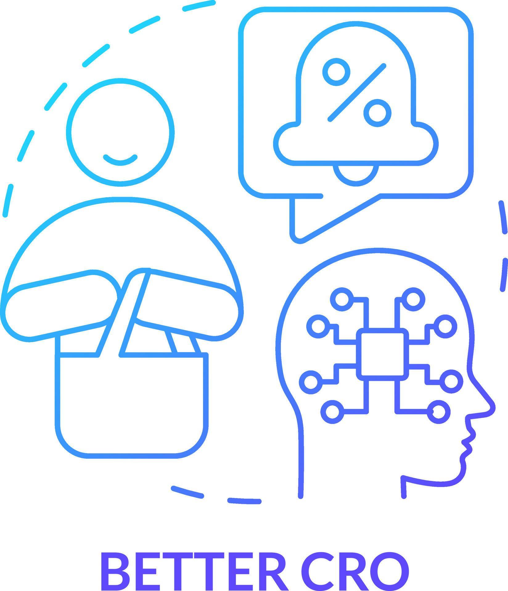 Better CRO blue gradient concept icon. Customer behavior research. AI integration in marketing ...