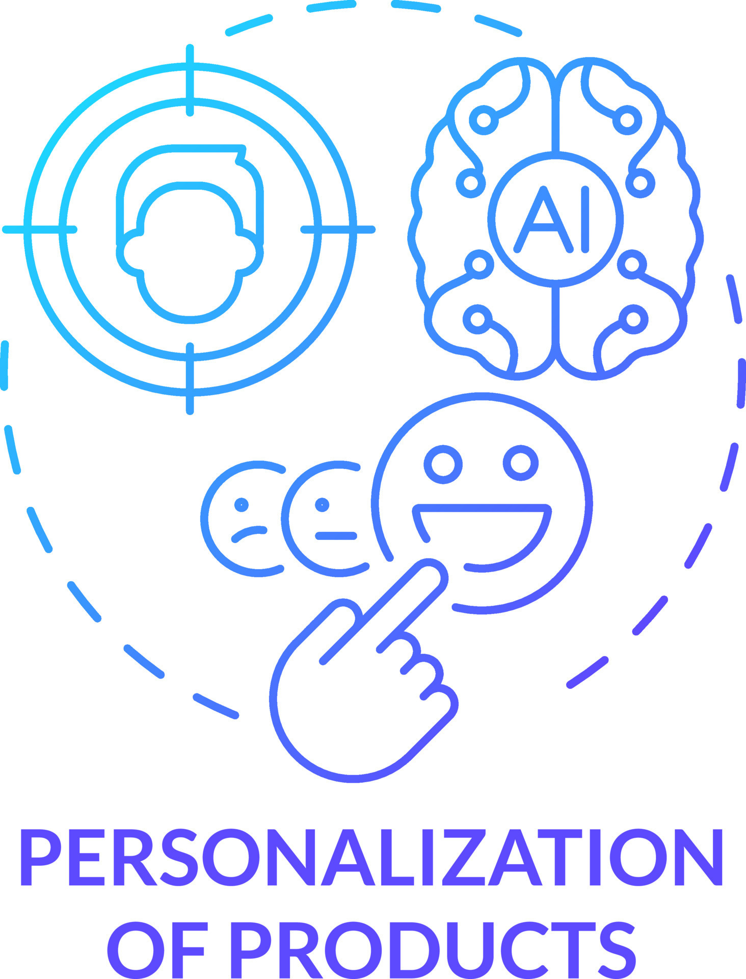 Personalization Of Products Blue Gradient Concept Icon Unique Content