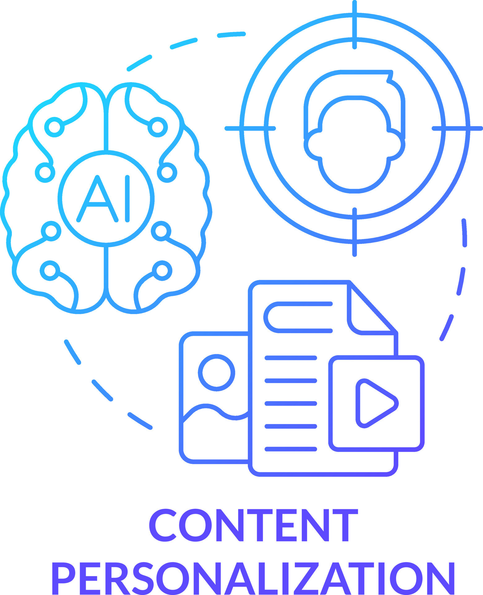Content personalization blue gradient concept icon. Customer needs ... Content personalization blue gradient concept icon. Customer needs ...