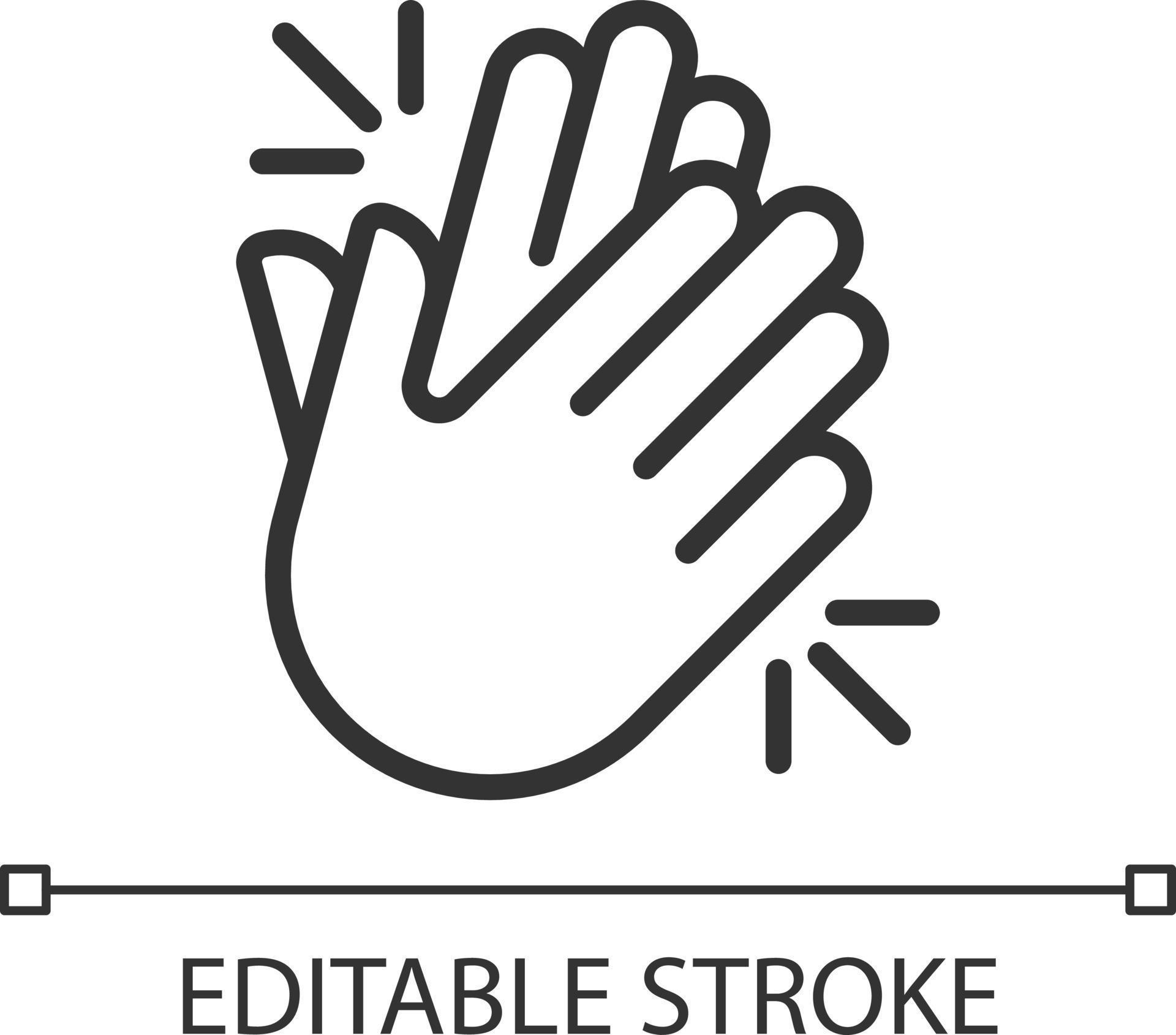 Clapping hands pixel perfect linear icon. Applause and greeting. Non verbal signal. Thin line ...