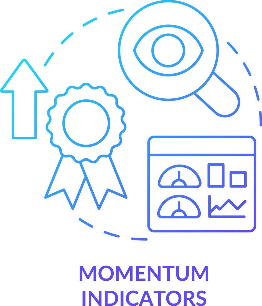 Momentum indicators blue gradient concept icon. Technical analytics. Trend trading strategy ...
