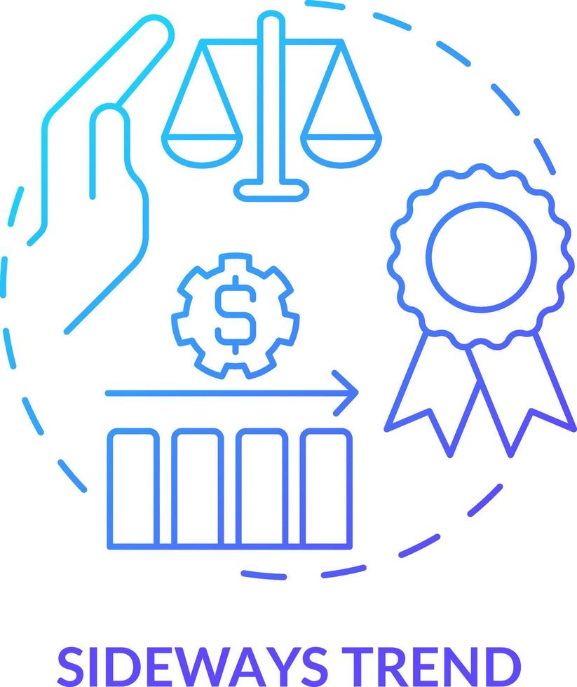 Sideways trend blue gradient concept icon. Static market value. Type of financial tendency ...