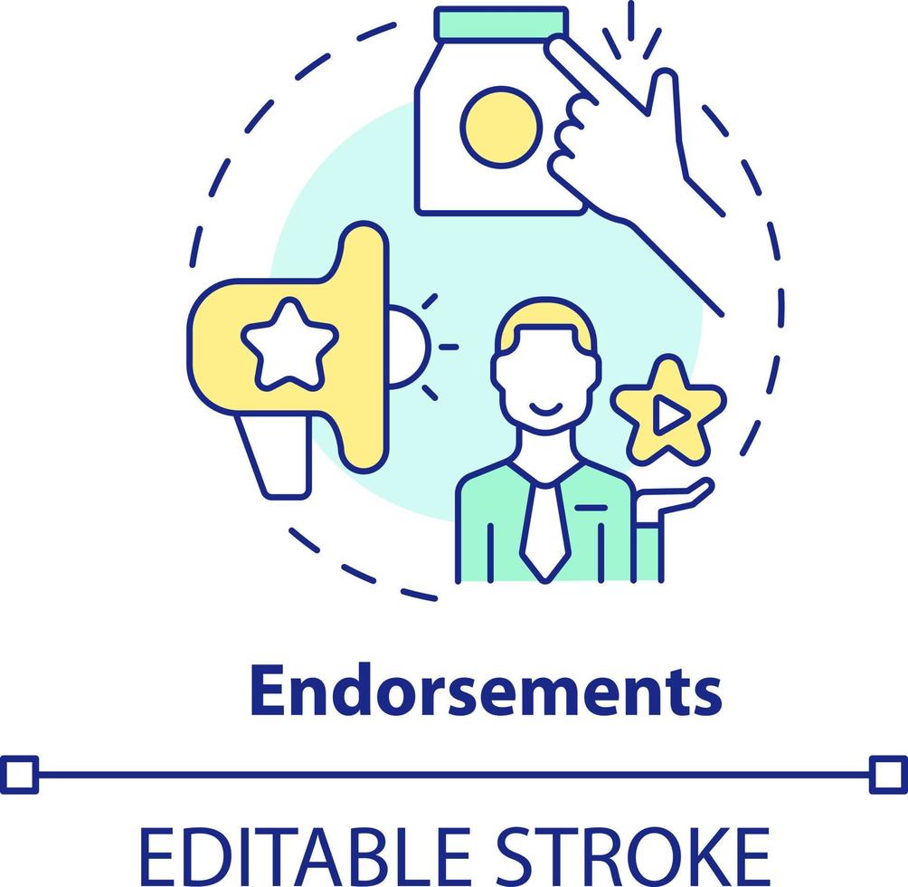 Endorsements concept icon. Advertisement campaign element abstract idea thin line illustration ...