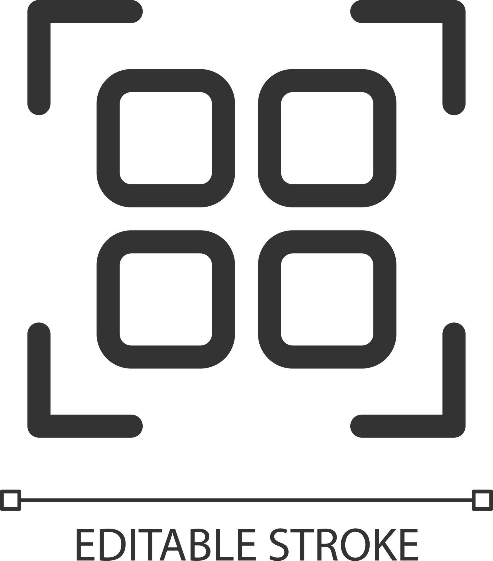 Scan qr code pixel perfect linear ui icon. Decode digital information ...