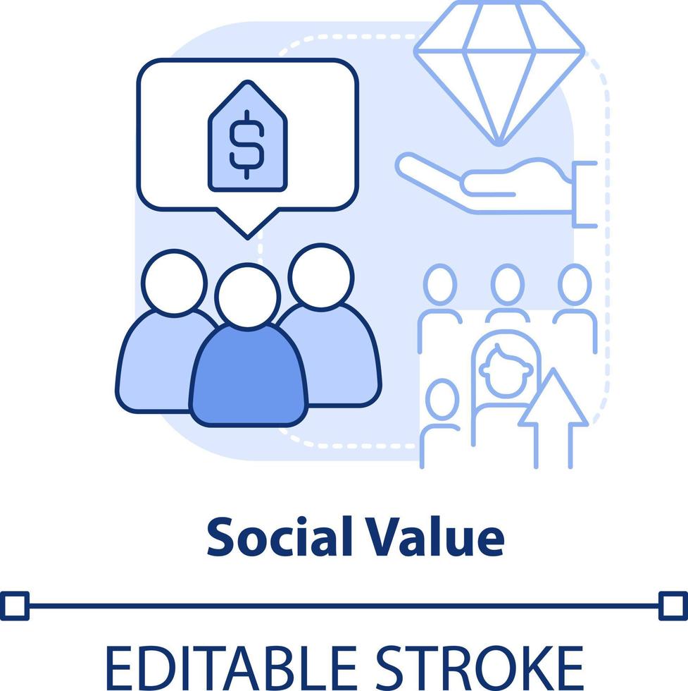 Social Value Light Blue Concept Icon Influencing Marketing Product