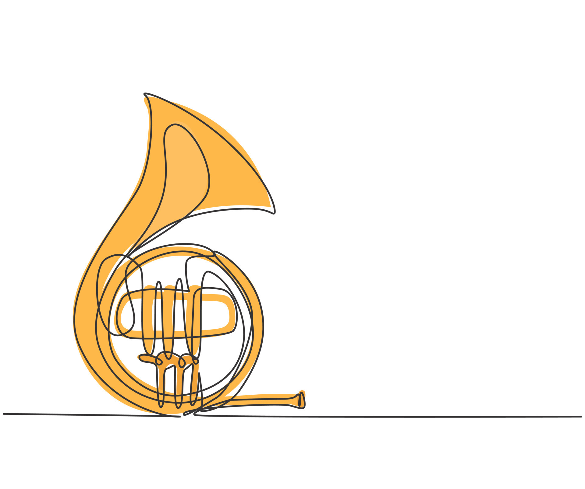 French Horn Instrument Drawing