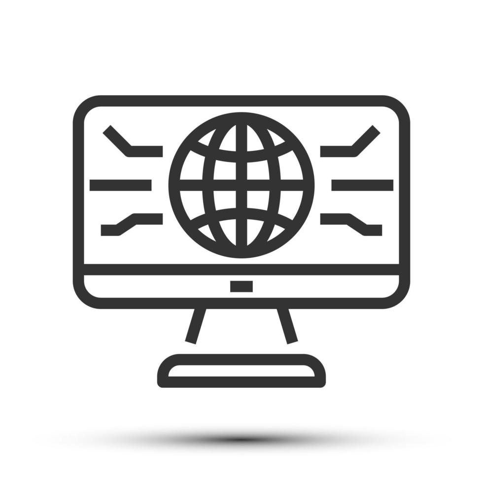 Simple computer outline icon, machine and technology related concept on ...