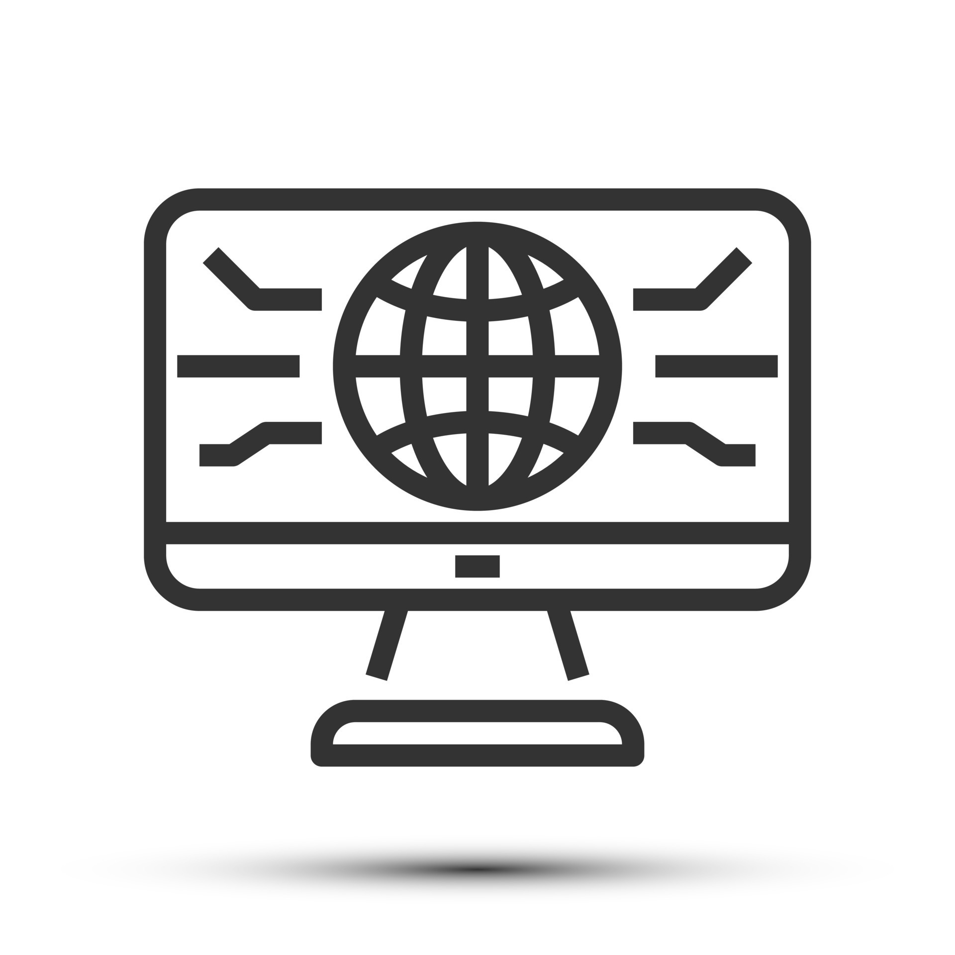 Simple computer outline icon, machine and technology related concept on the white background ...