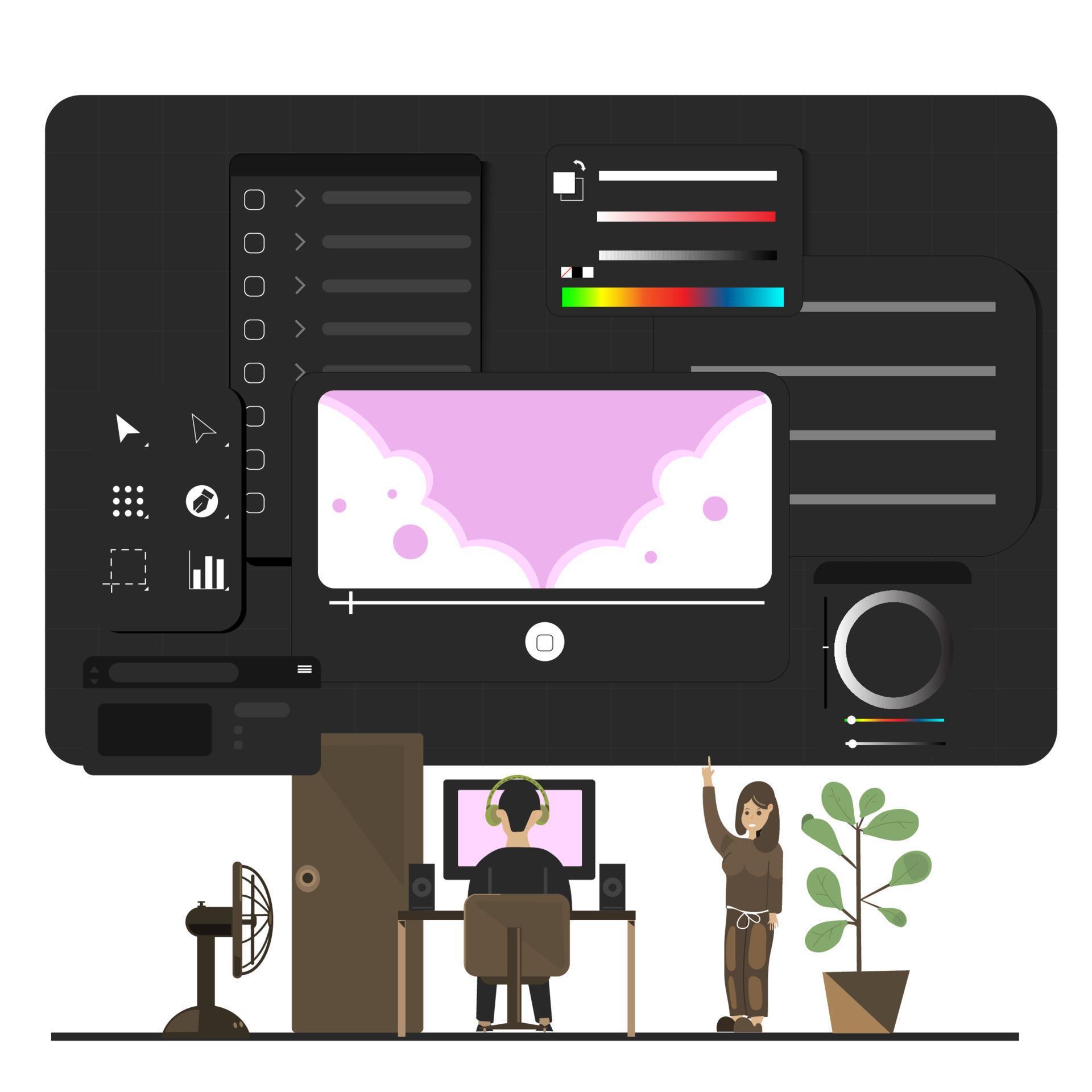 Video production concept program display. Vector illustration in flat ...