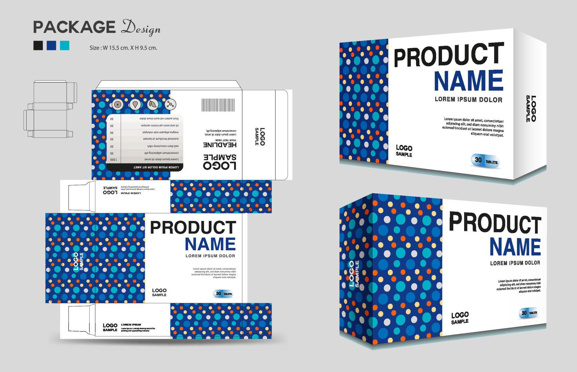 Cosmetic box design, Supplements box template, Package design template, 3d Box Packaging design ...